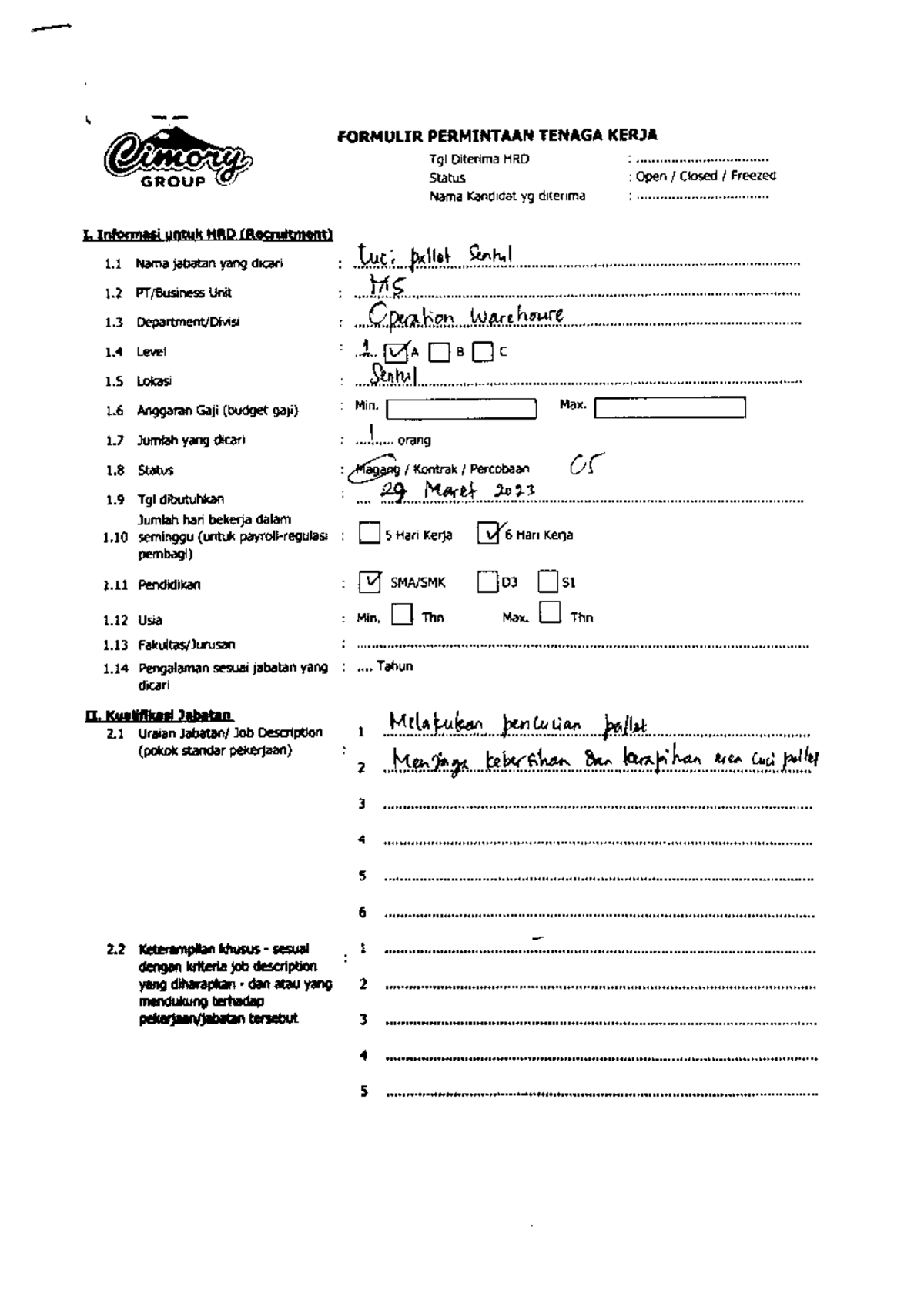 Cuci Pallet: FPTK Kebersihan di Lokasi Sentul - Studocu