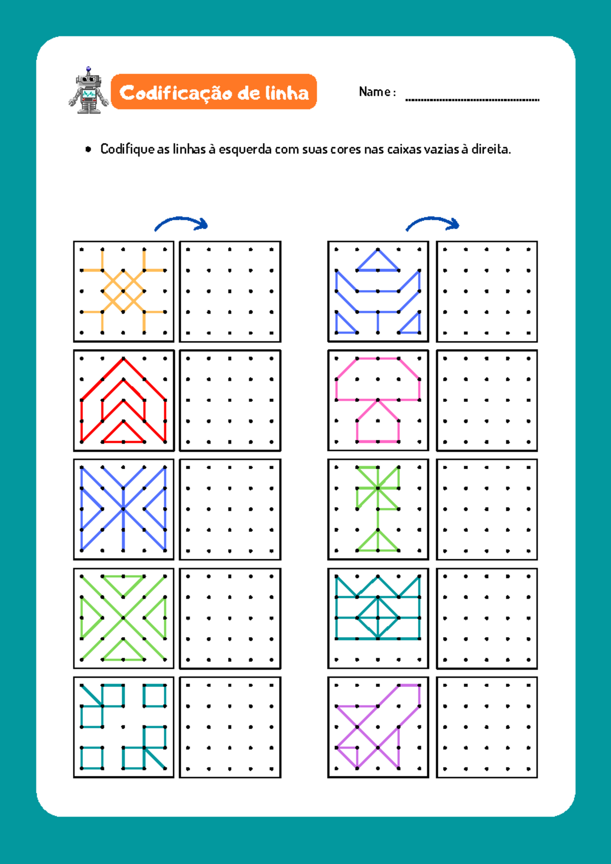 Line Coding Activity Worksheet Activity primary school Attention ...
