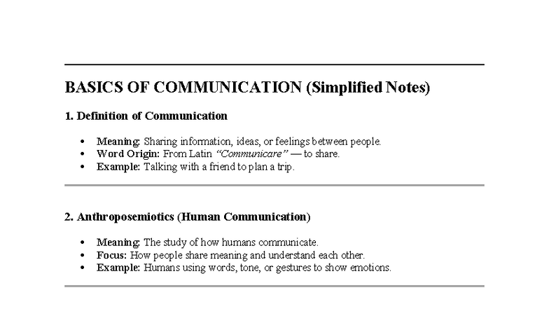 BASICS OF COMMUNICATION (Simplified Notes) - Key Concepts and Skills ...