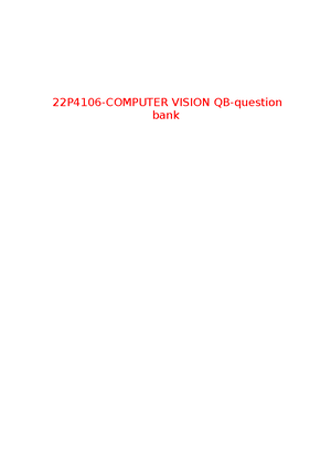 CV QB - question bank - UNIT-I INTRODUCTION TO IMAGE FORMATION AND PROCESSING PART-A 1 What is ...