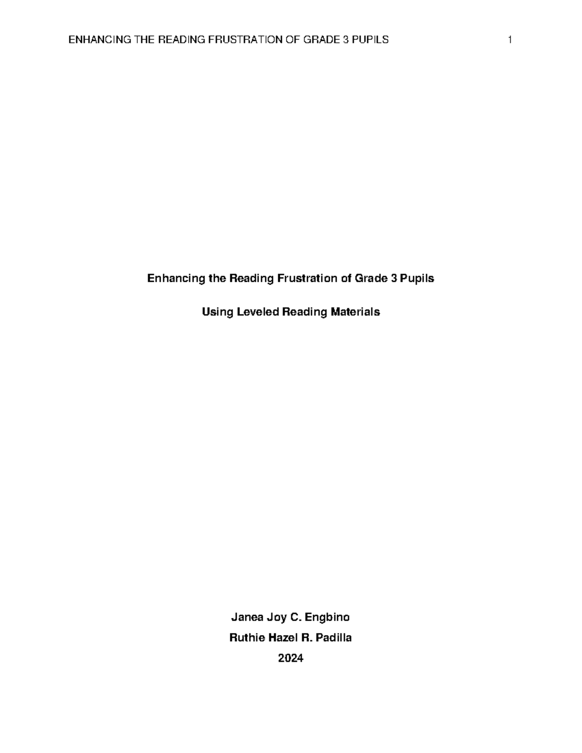 Enhancing Reading Skills in Grade 3 Pupils: An Action Research Study ...