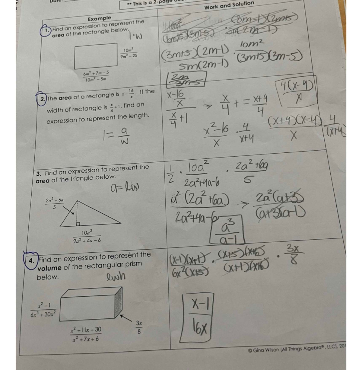 Gina Wilson Algebra 2 Unit 8 Homework 5: Rational Expressions - Studocu