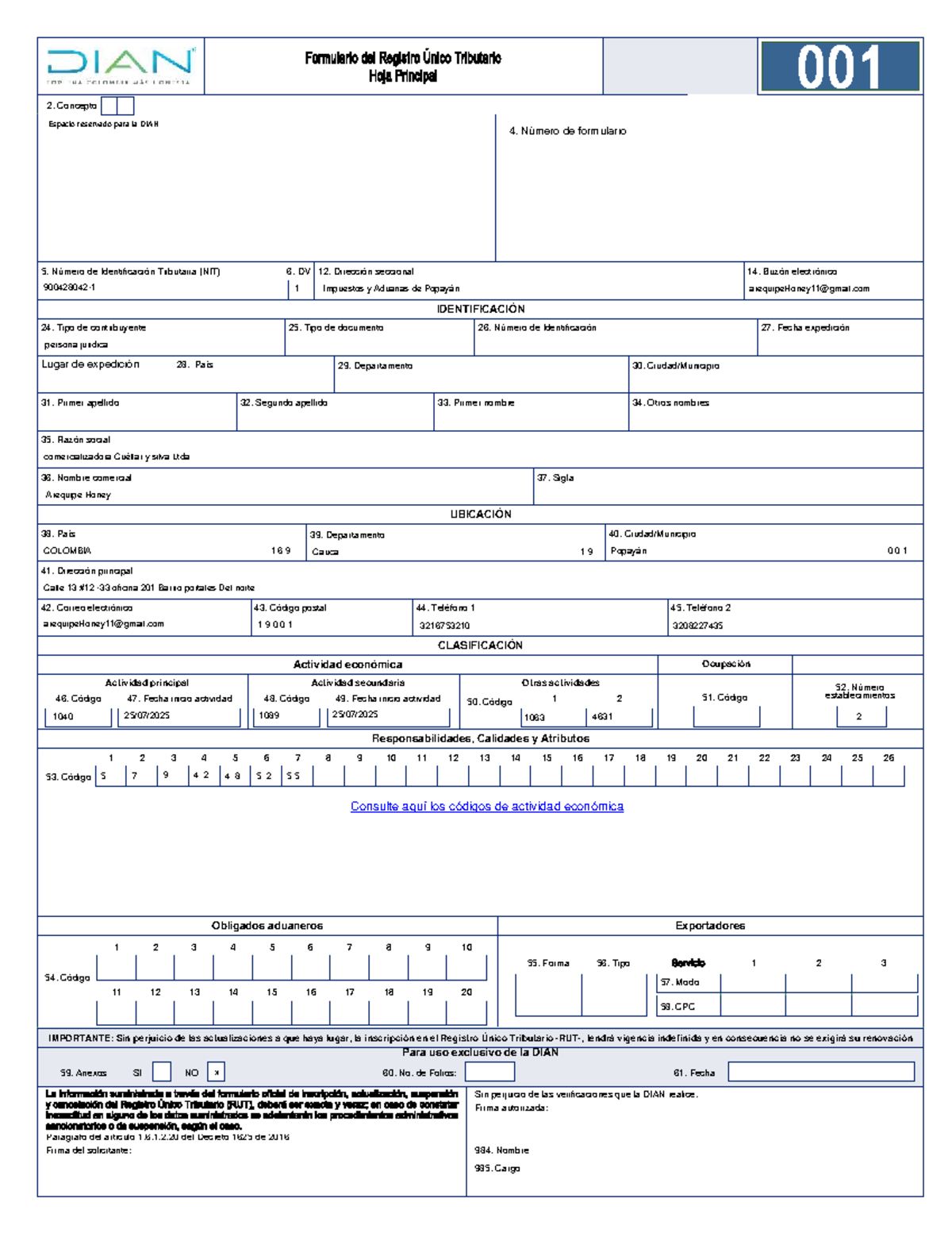RUT Editable para Envío a la DIAN - Trabajo CASA Karen #2 - Studocu