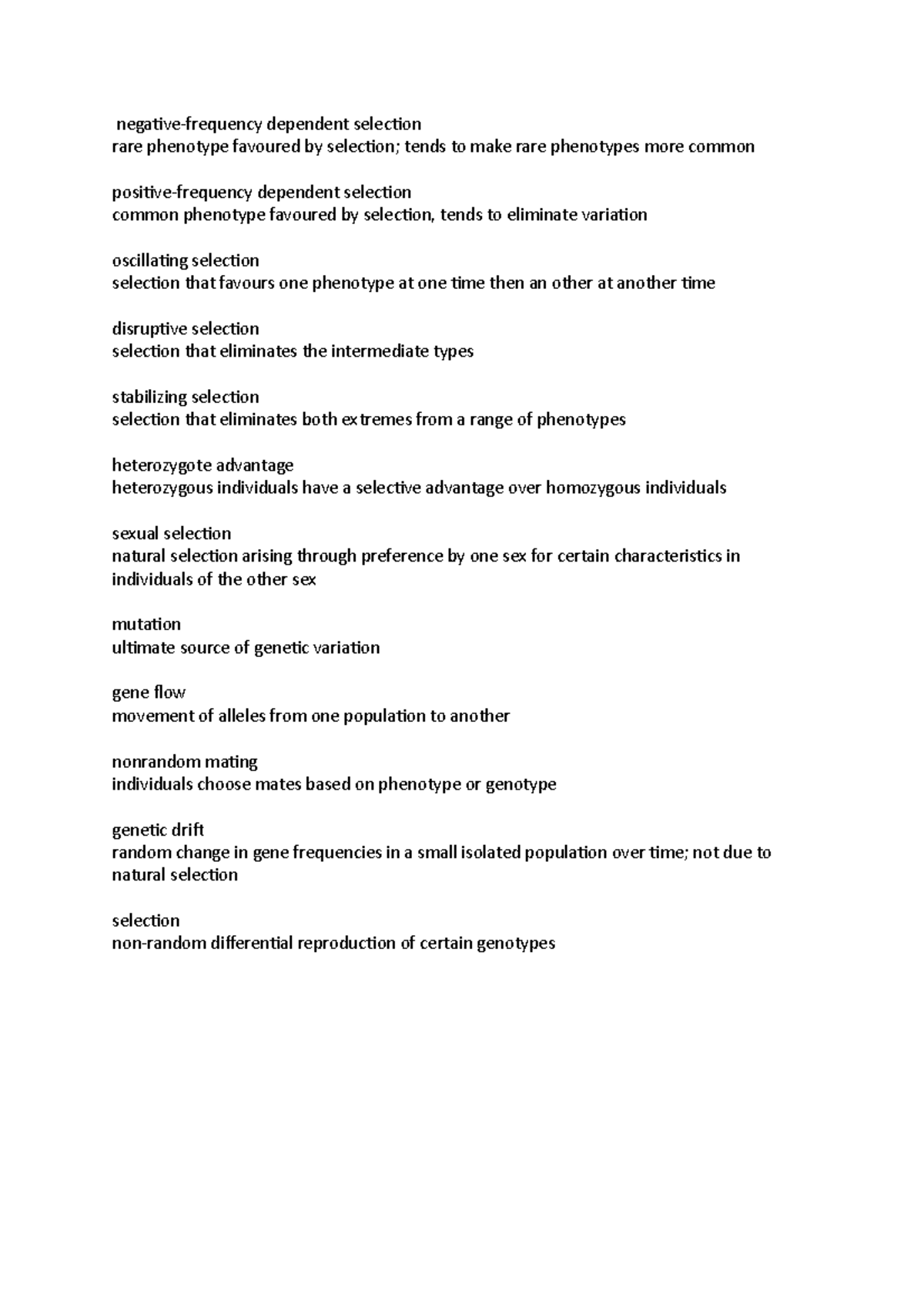 Biodiversity definitions - dependent selection rare phenotype favoured ...