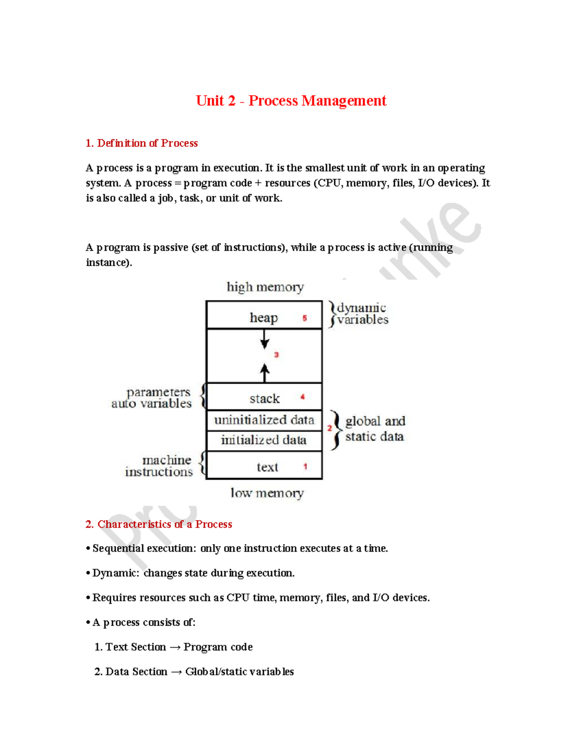 OS Unit-2: Process Management Overview and Key Concepts - Studocu