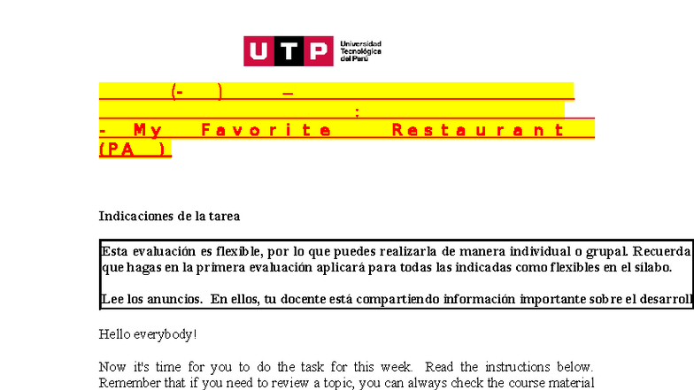 (AC-S15) Week 15 Writing Task: My Favorite Restaurant (PA8) - Studocu