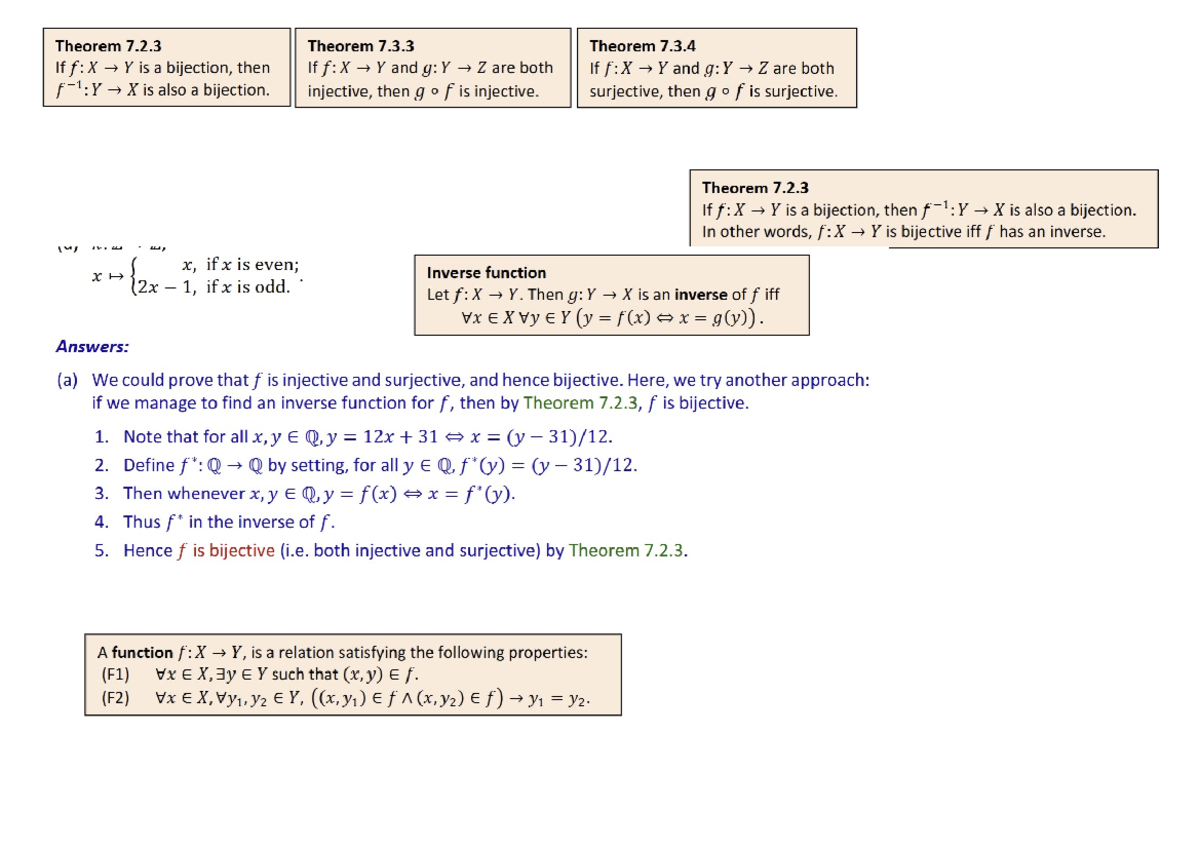 CS1231S Cheat Sheet: Key Theorems & Definitions on Functions and Graphs - Studocu