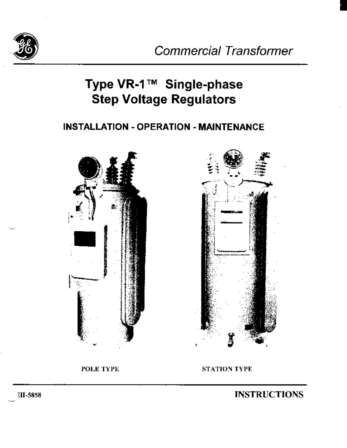 GEH5858 Single-Phase Step Voltage Regulator Installation & Maintenance ...