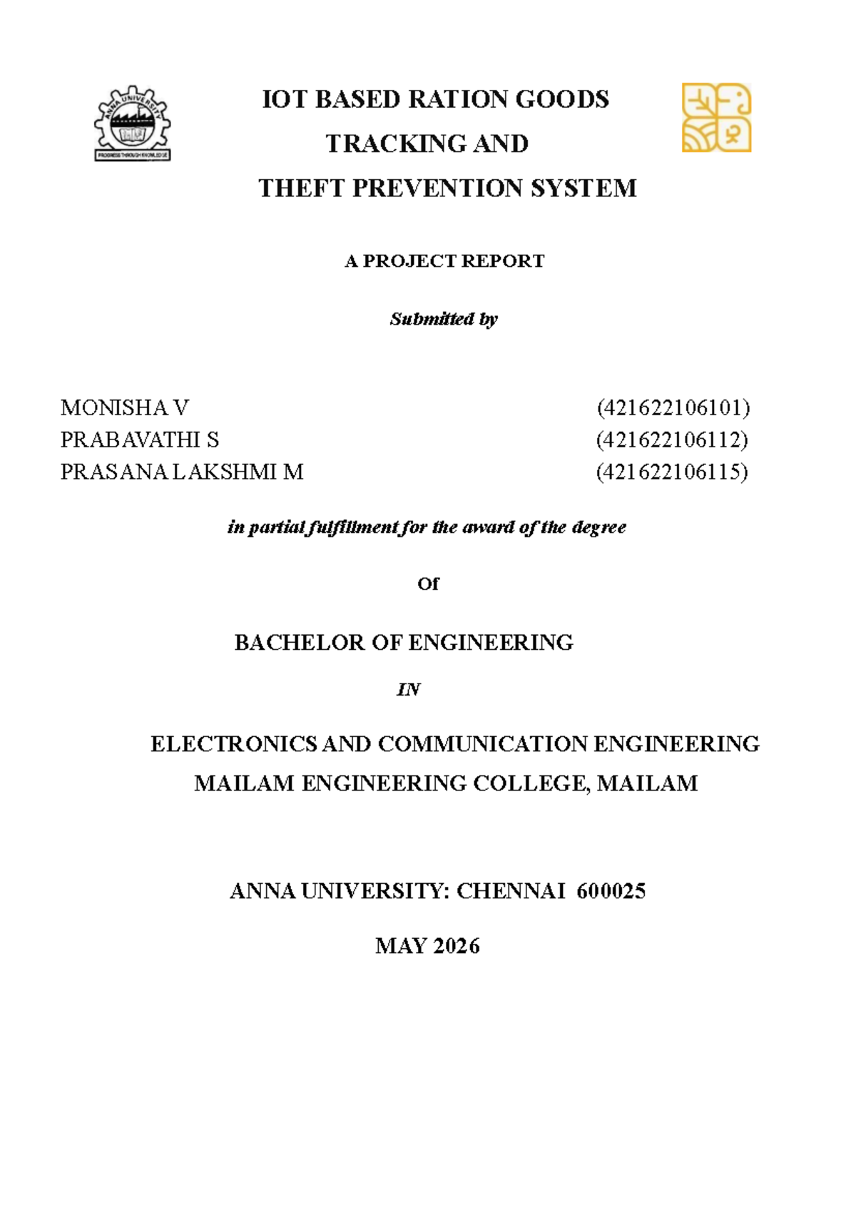 IOT Based Ration Goods Tracking & Theft Prevention System - Project ...