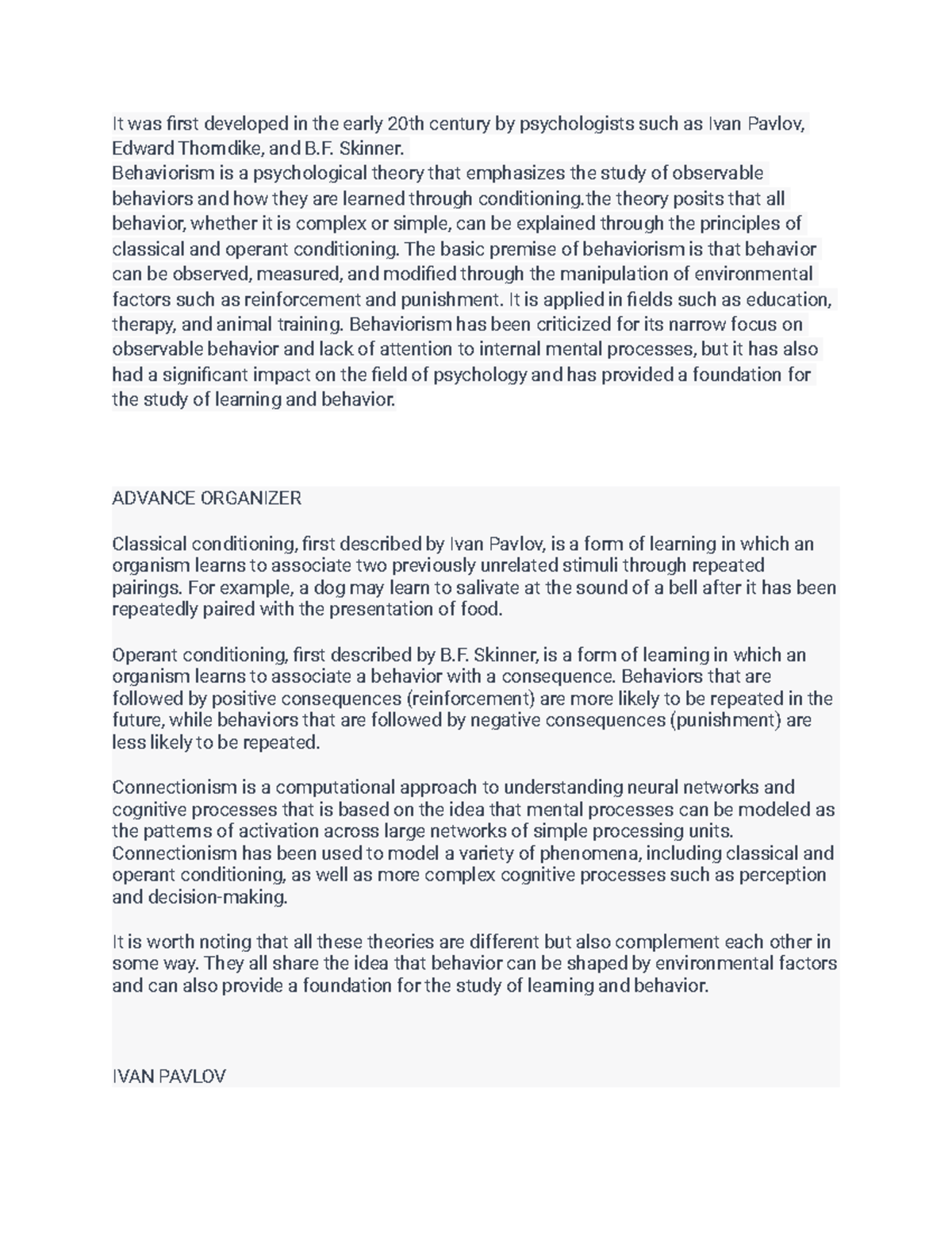 Behaviorism Concepts: Classical & Operant Conditioning Overview - Studocu