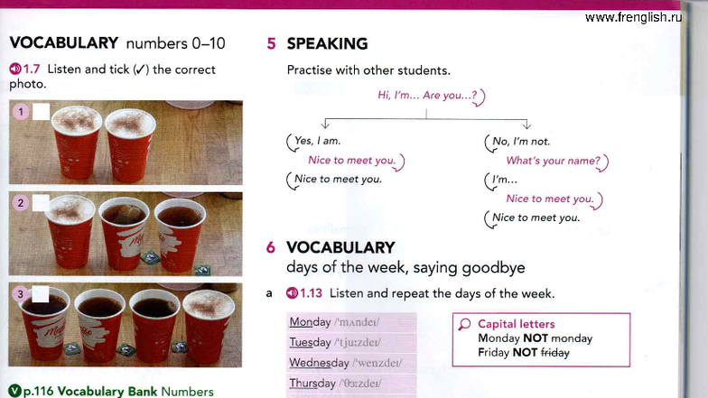 ESL 101: Vocabulary & Speaking Practice - Numbers & Days of the Week ...