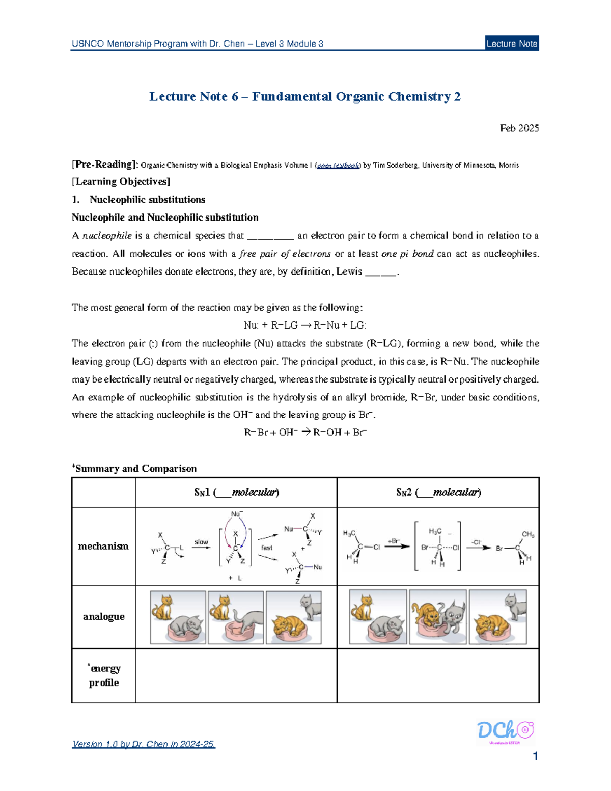 USNCO Mentorship Program L3M3 Lecture Note 6: Organic Chemistry ...
