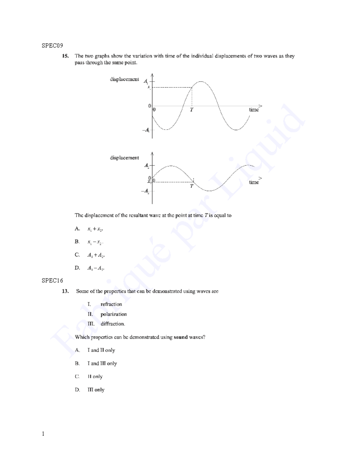 IB Physics HL C3.2: Wave Phenomena - Interference & Diffraction MCQs ...