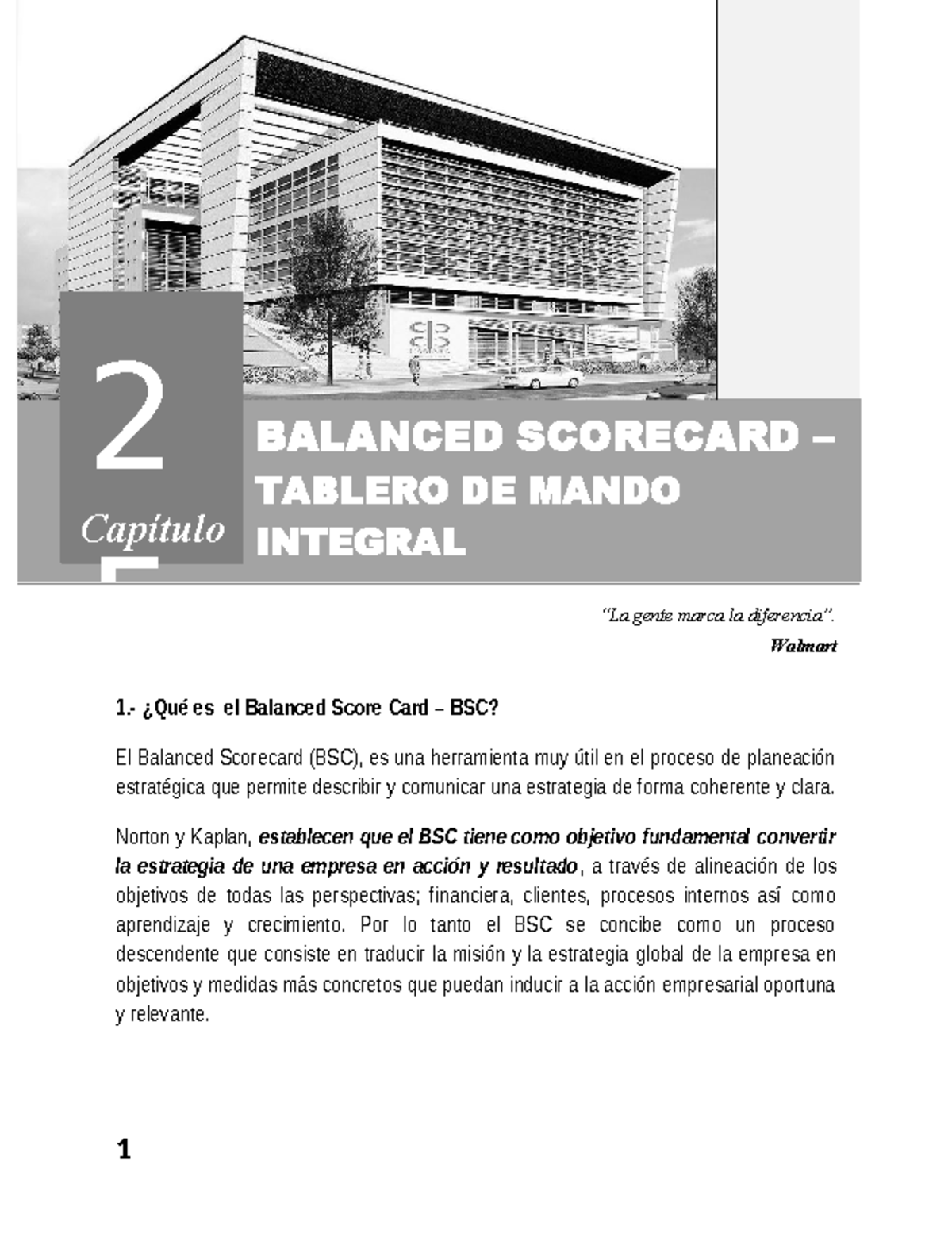 BSC 2 5: Capítulo sobre el Balanced Scorecard y su Implementación - Studocu