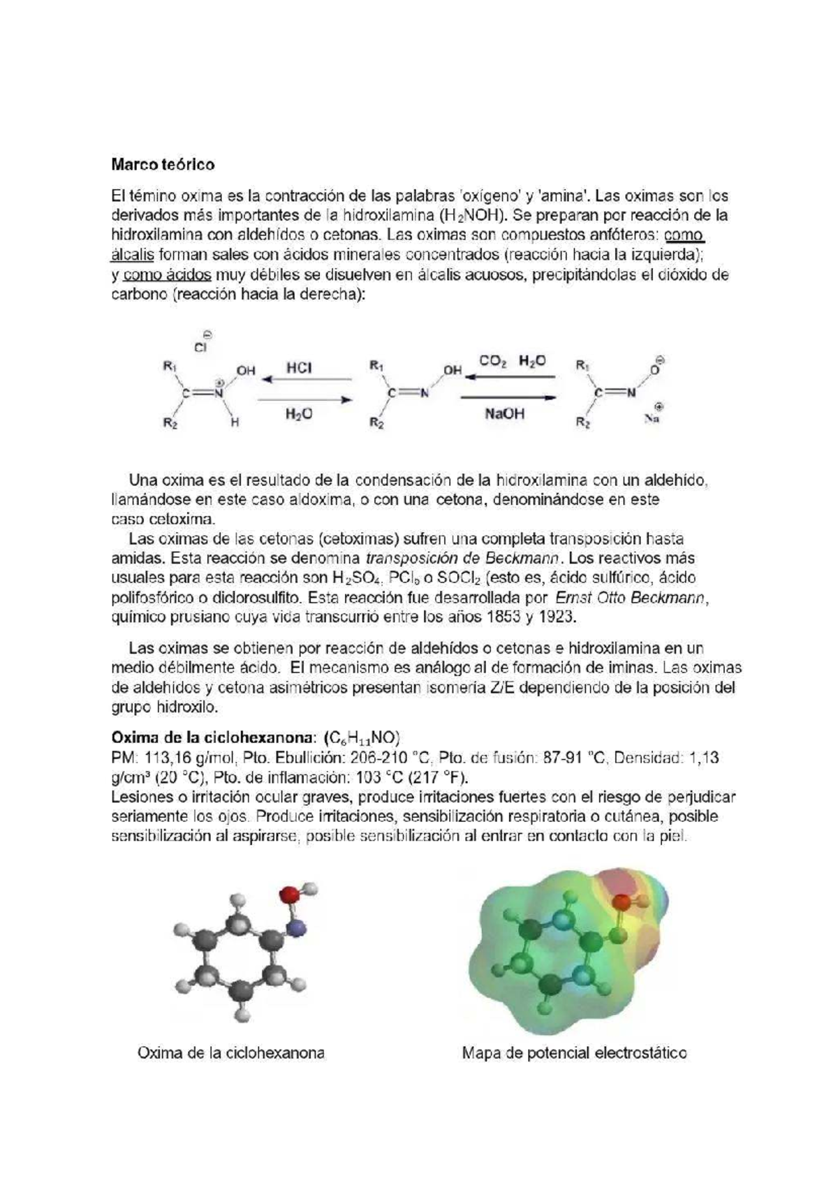 Oxima de ciclohexanona: Preparación y Análisis Espectral IR y RMN - Studocu