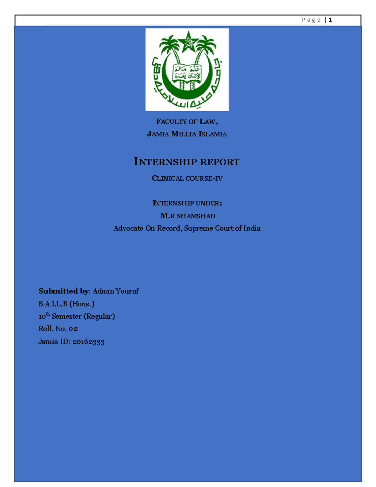 1638293662701 Internship Report on Muslim Personal Law - Adnan - Final ...
