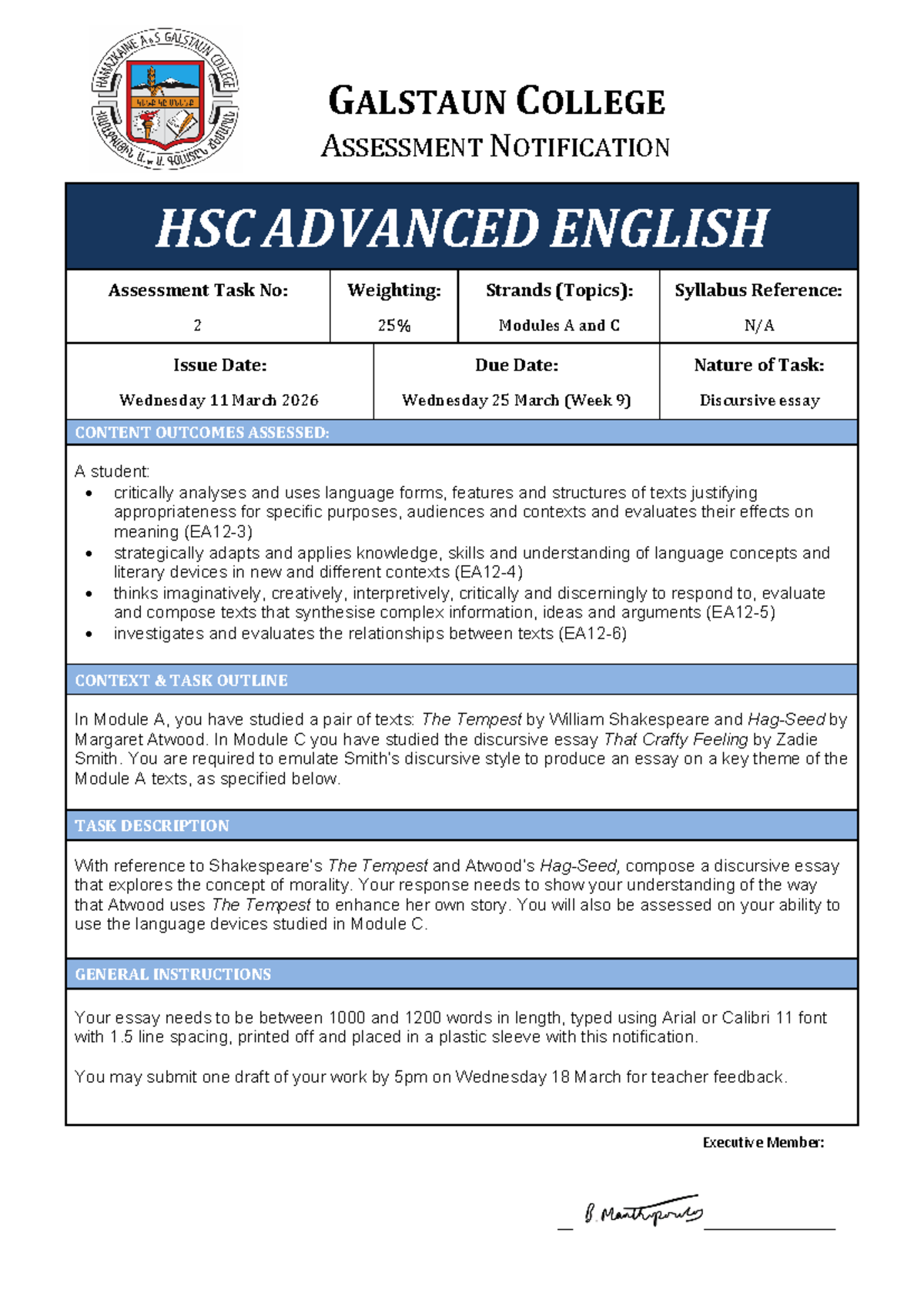 JMHSC Advanced English AT2 Discursive Essay on Morality 2026 - Studocu