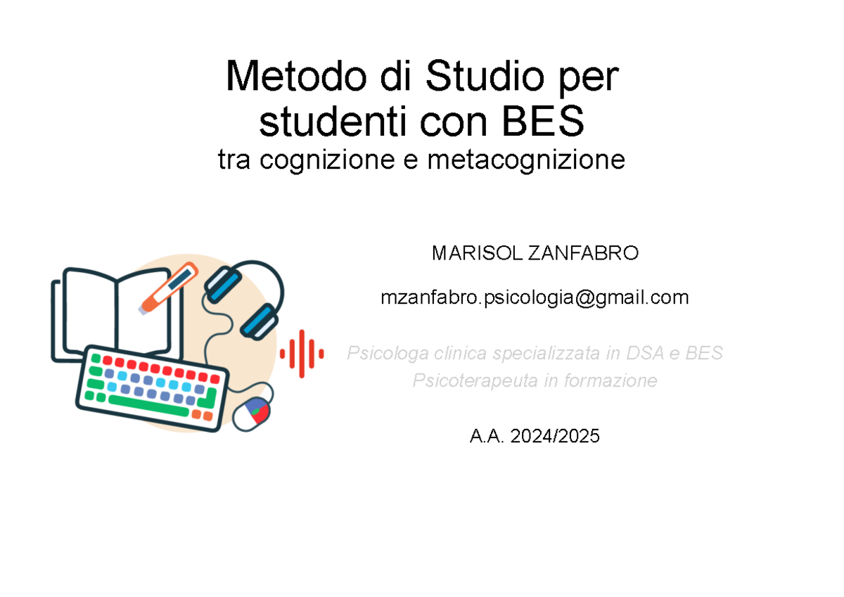 Metodo di Studio per BES: Strategie e Autoregolazione MDS - Studocu