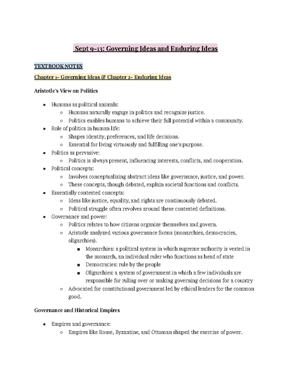 Political Science Notes: Governing Ideas & Democratic Concepts - Studocu