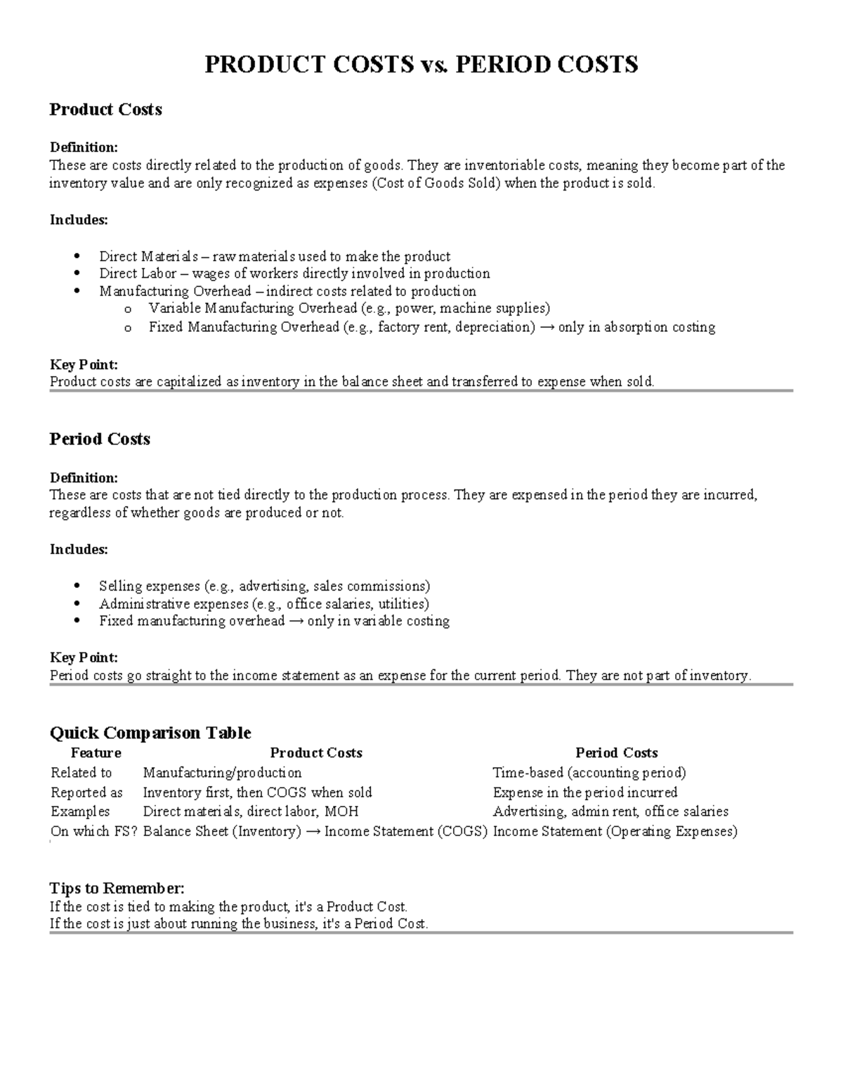 Absorption vs. Variable Costing: Key Differences Explained - Studocu