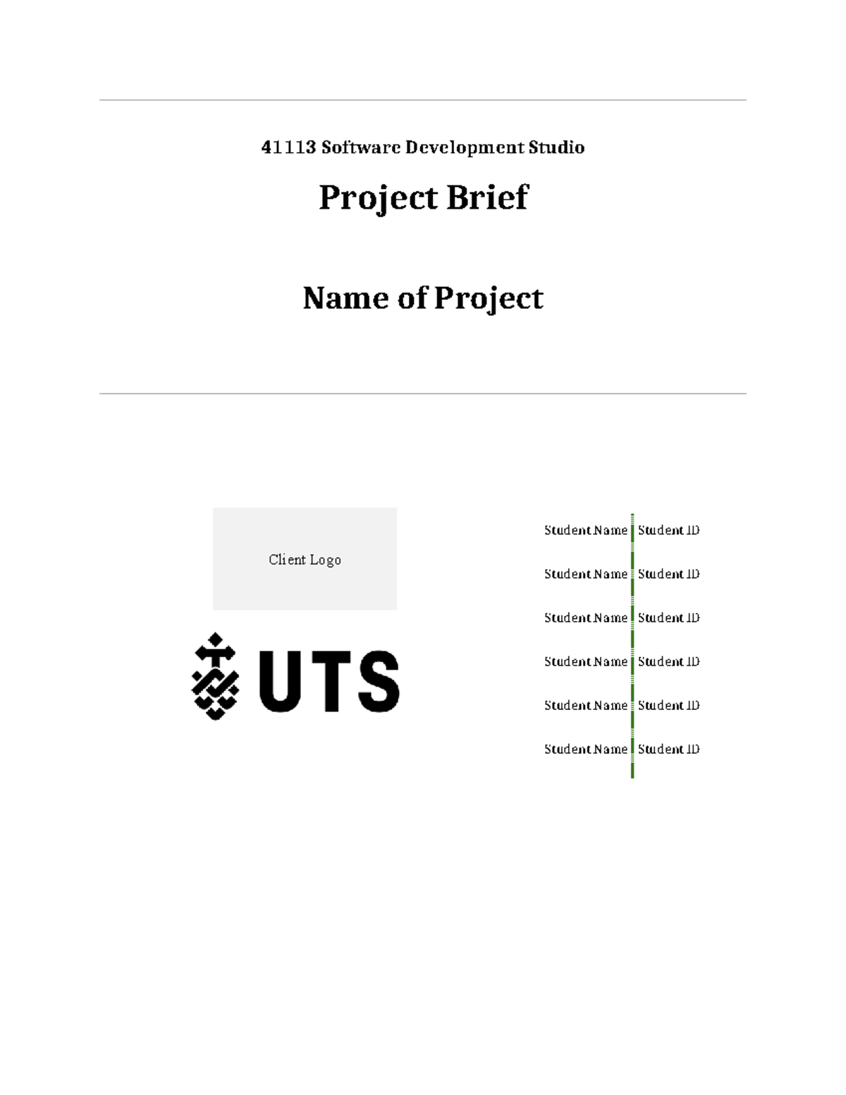 SDS 101: Team Project Brief Template for Software Development - Studocu