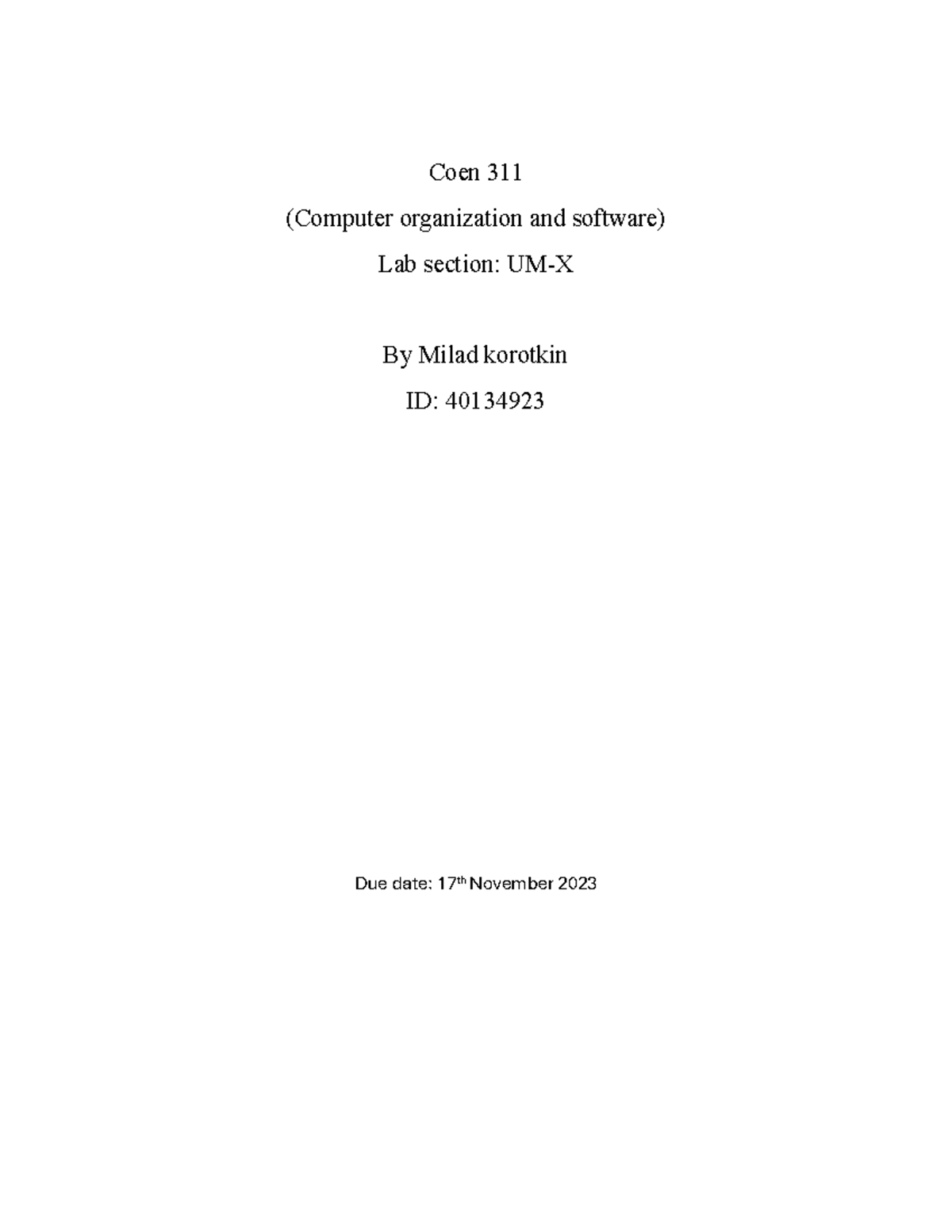 Lab 4 report for Coen 311: Understanding flow control in assembly language - Studocu