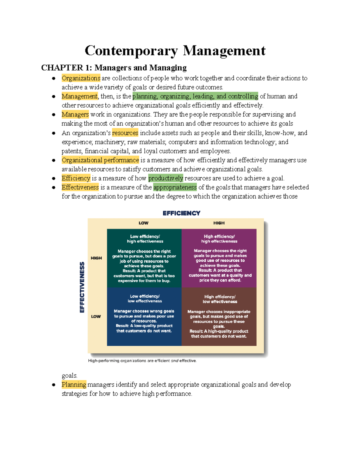 Contemporary Management CH 1 - Contemporary Management CHAPTER 1 ...