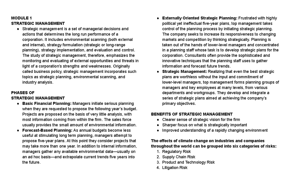 Strama-rev - Overview of Strategic Management Principles and Phases ...