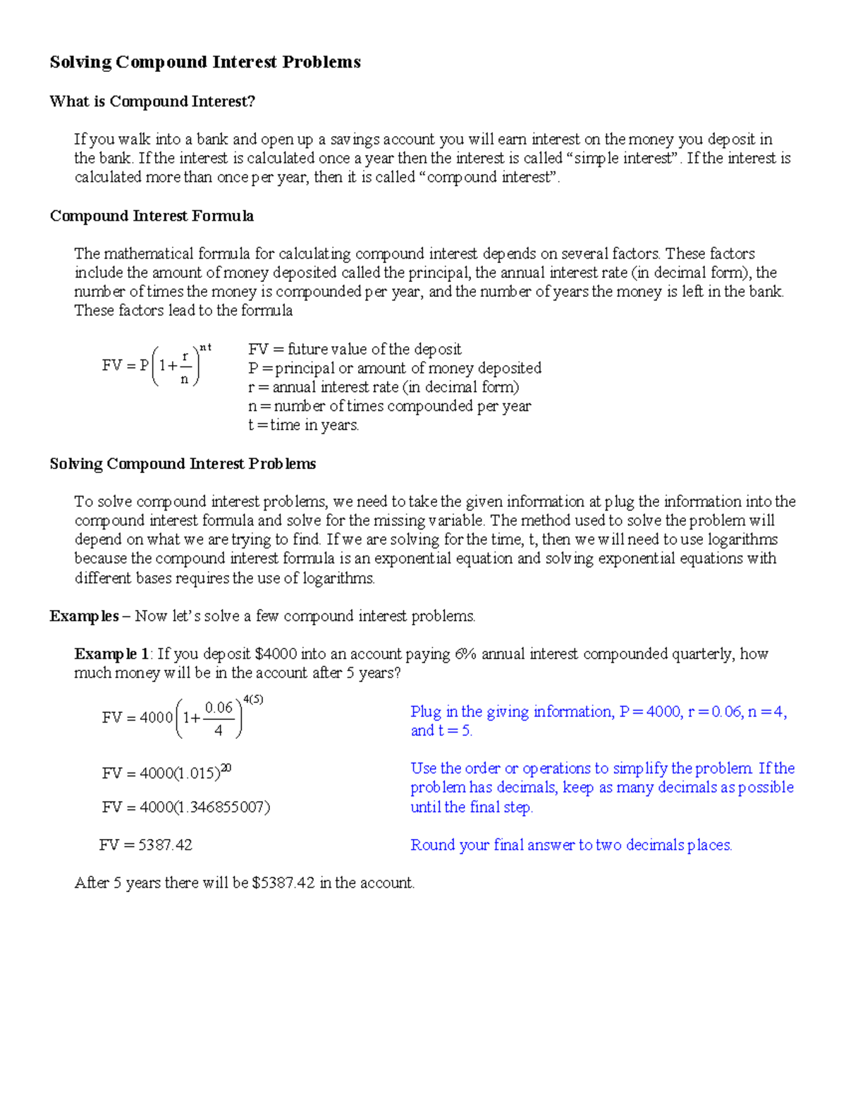 Compound Interest Problems: Understanding & Solving Techniques - Studocu