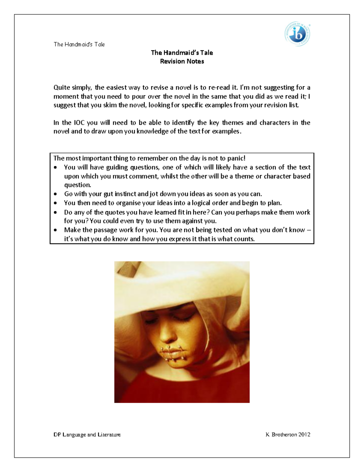 ENG 201 - The Handmaid’s Tale Revision Notes and Study Guide - Studocu