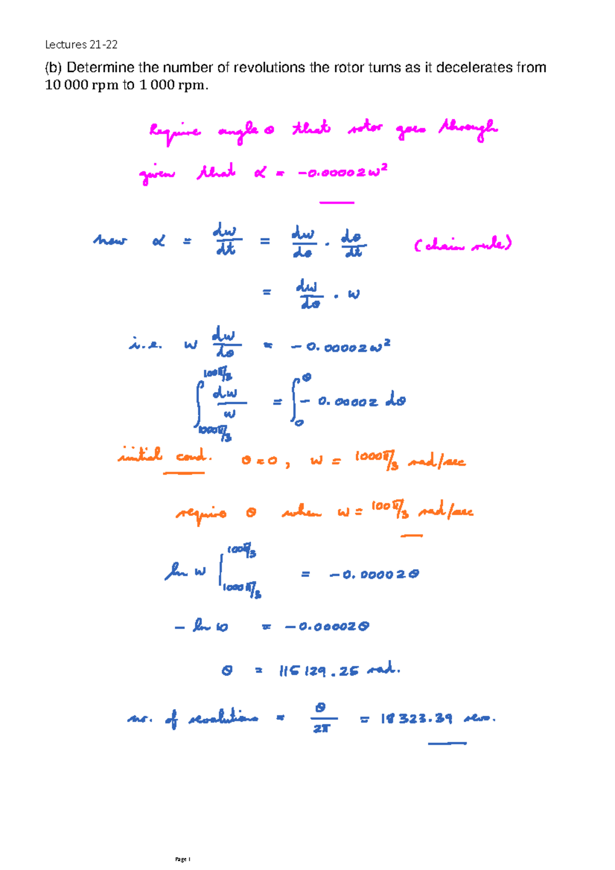 Lectures 21-22: Analyzing Rotor Deceleration and Curvilinear Motion - Studocu