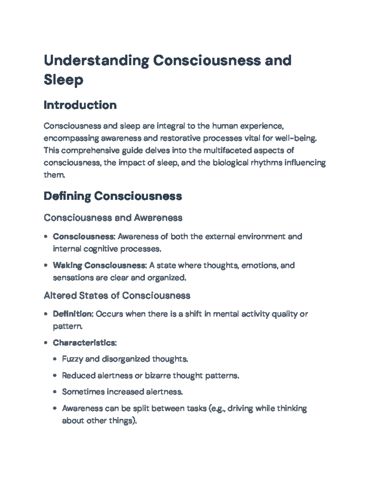 Understanding Consciousness and Sleep: A Comprehensive Guide ...