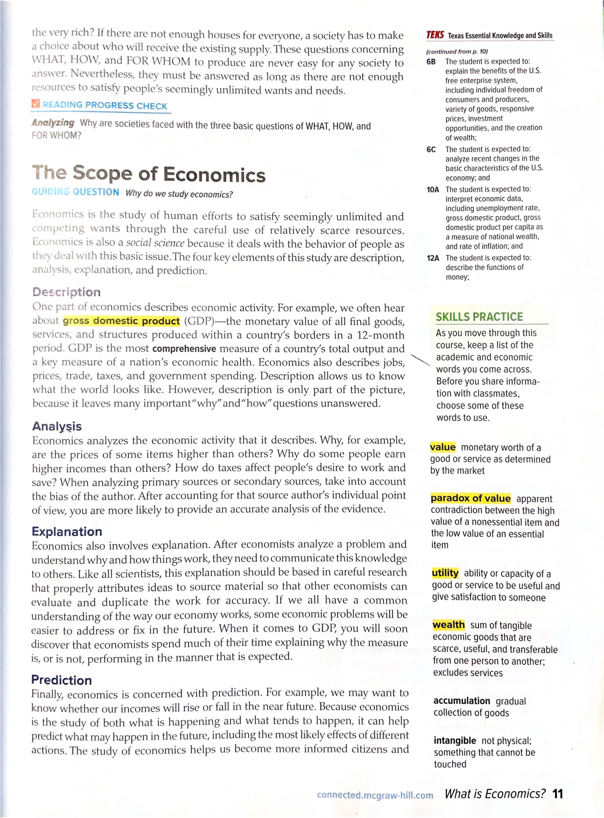 The Scope of Economics: TEKS 6B, 6C, 10A, 12A Overview - Studocu