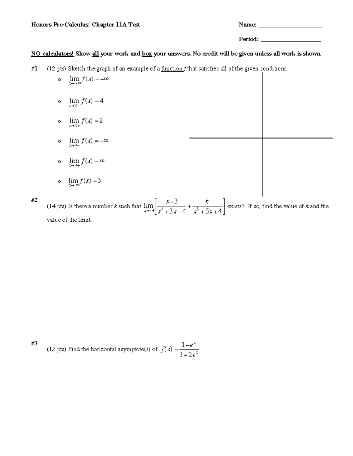 15- 16 HPC Ch11A Test - Accelerated Algebra 2/Precalc - Honors Pre ...