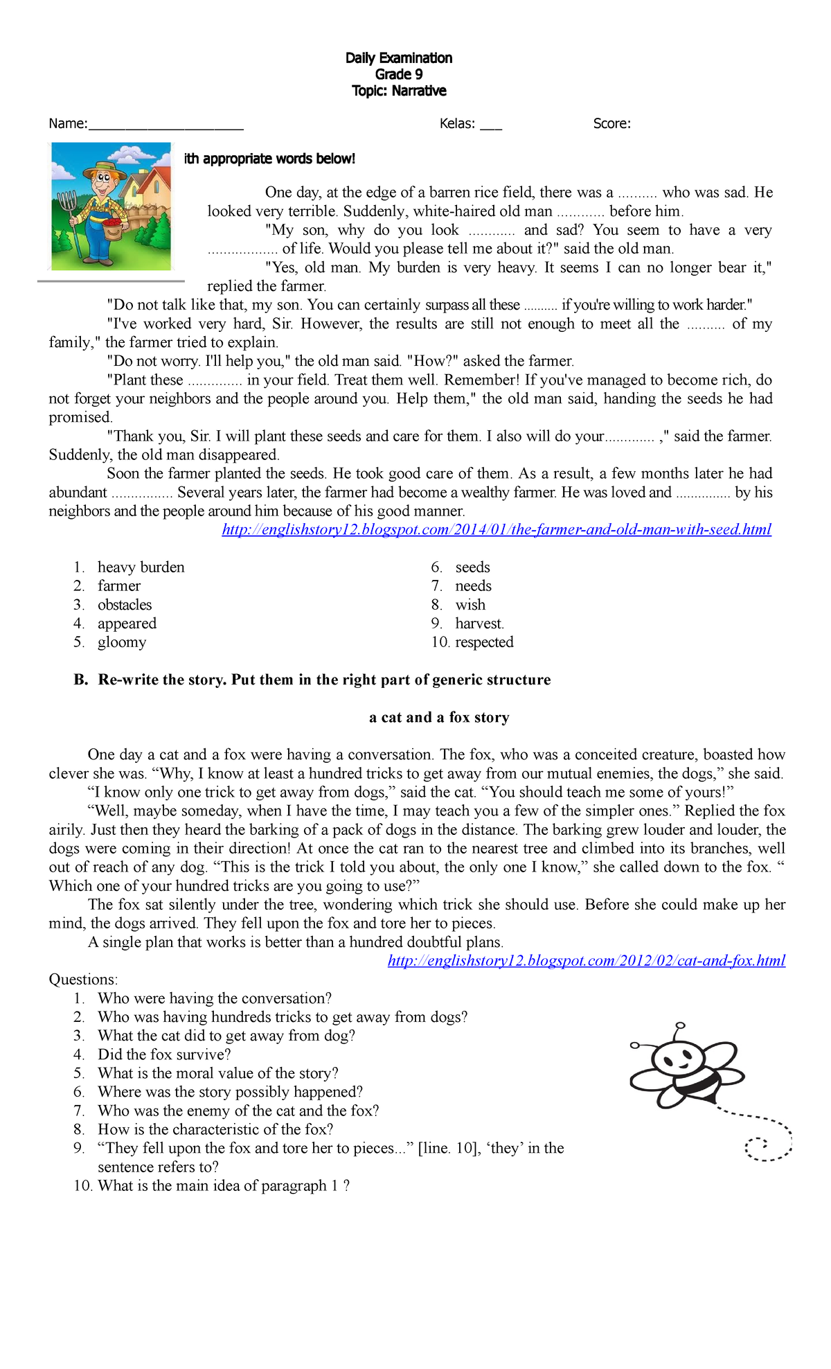 Narrative-text-exercise-1-reading-comprehension-exercises 104091 - Daily Examination Grade 9 ...