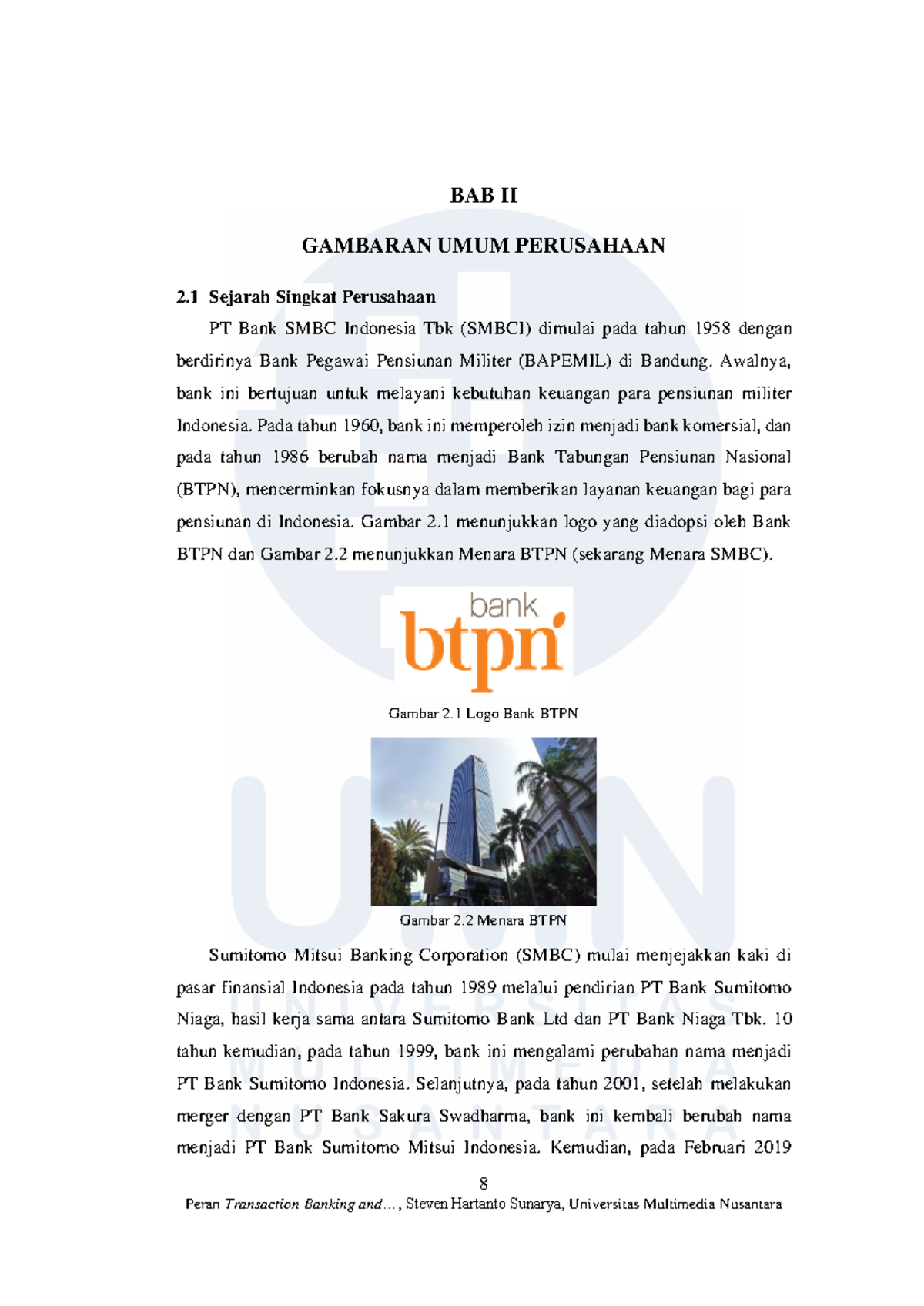 BAB II - Gambaran Umum Perusahaan PT Bank SMBC Indonesia Tbk - Studocu