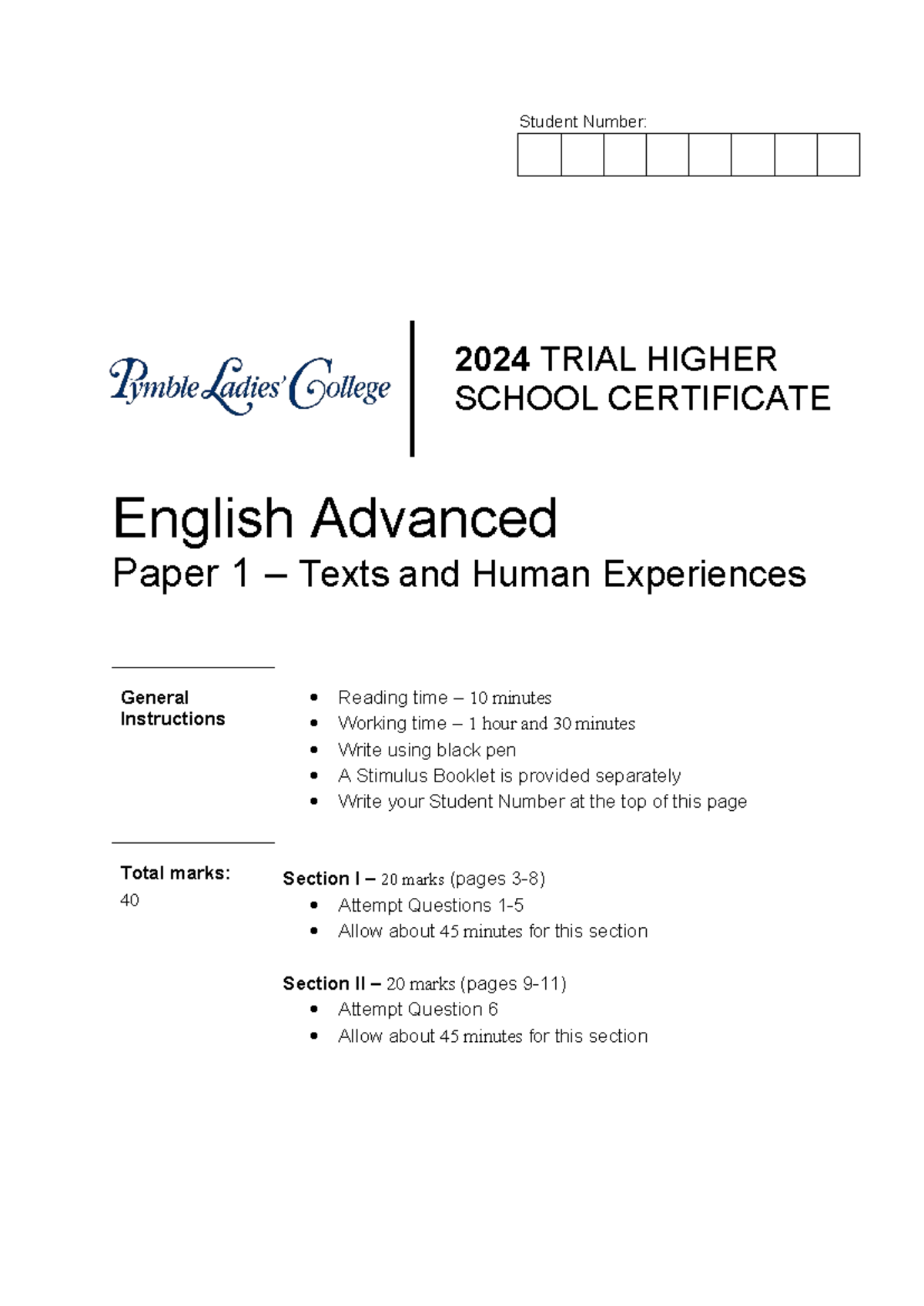 2024 Trial HSC English Adv - Paper 1 Exam Notes - Studocu