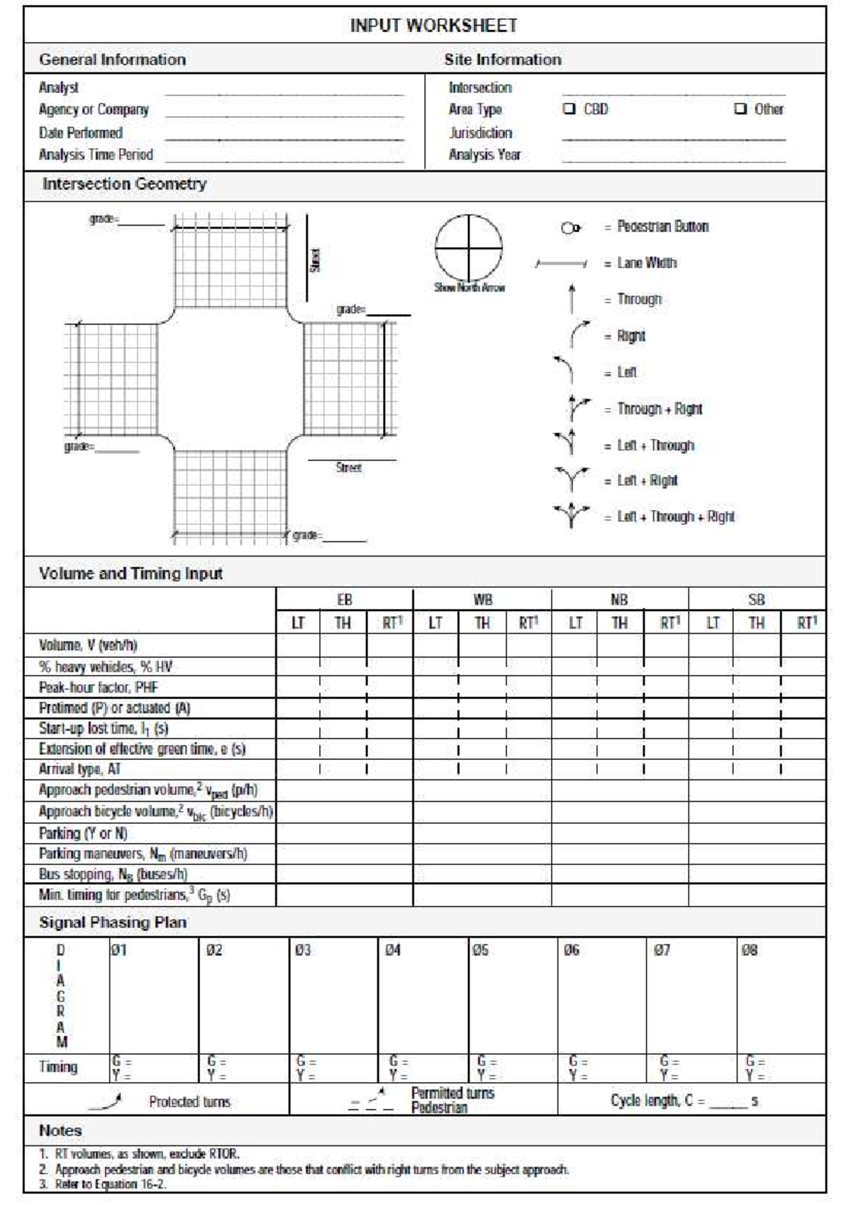 Signalized Intersections Worksheet - INPUT WORKSHEET General ...
