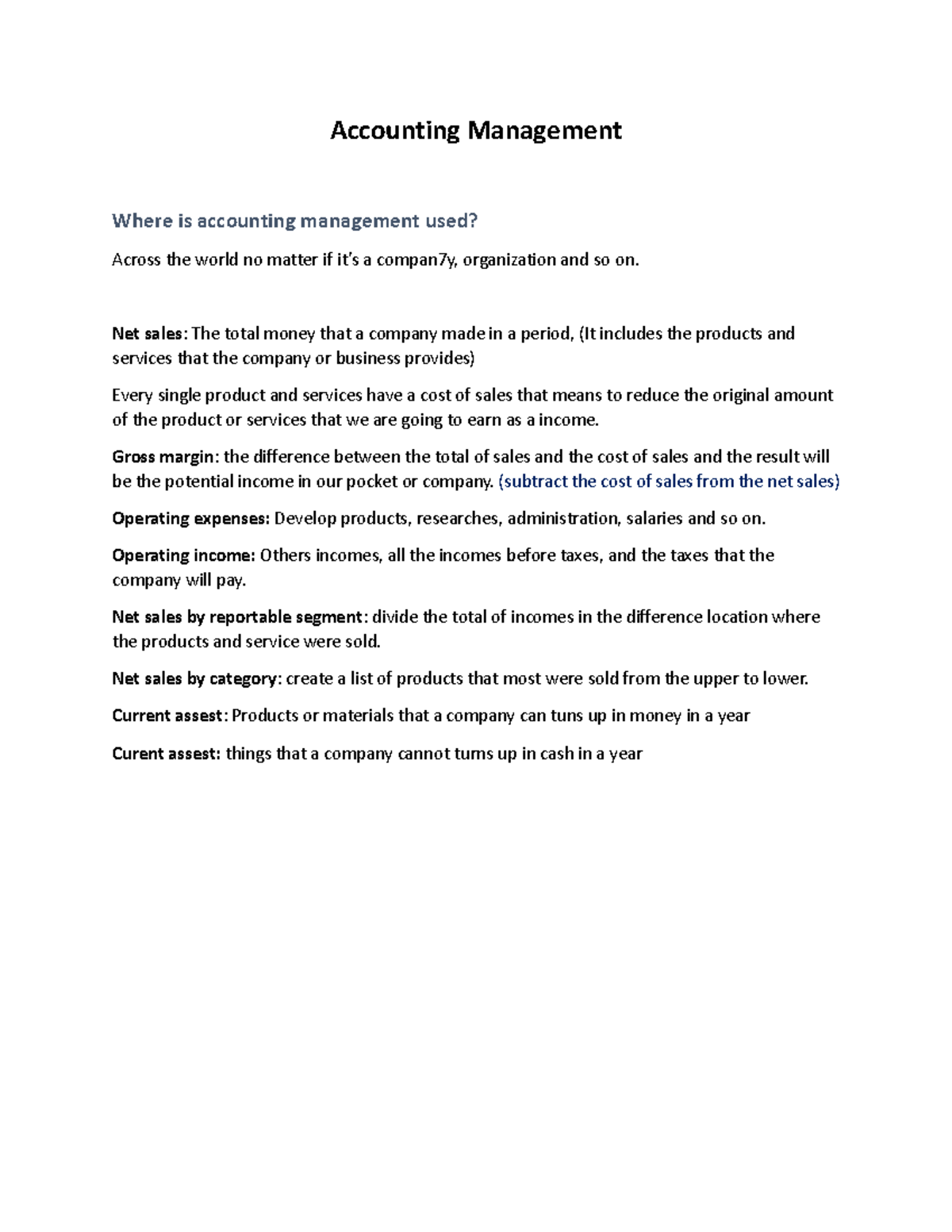 Accounting Management Overview and Key Concepts - Studocu