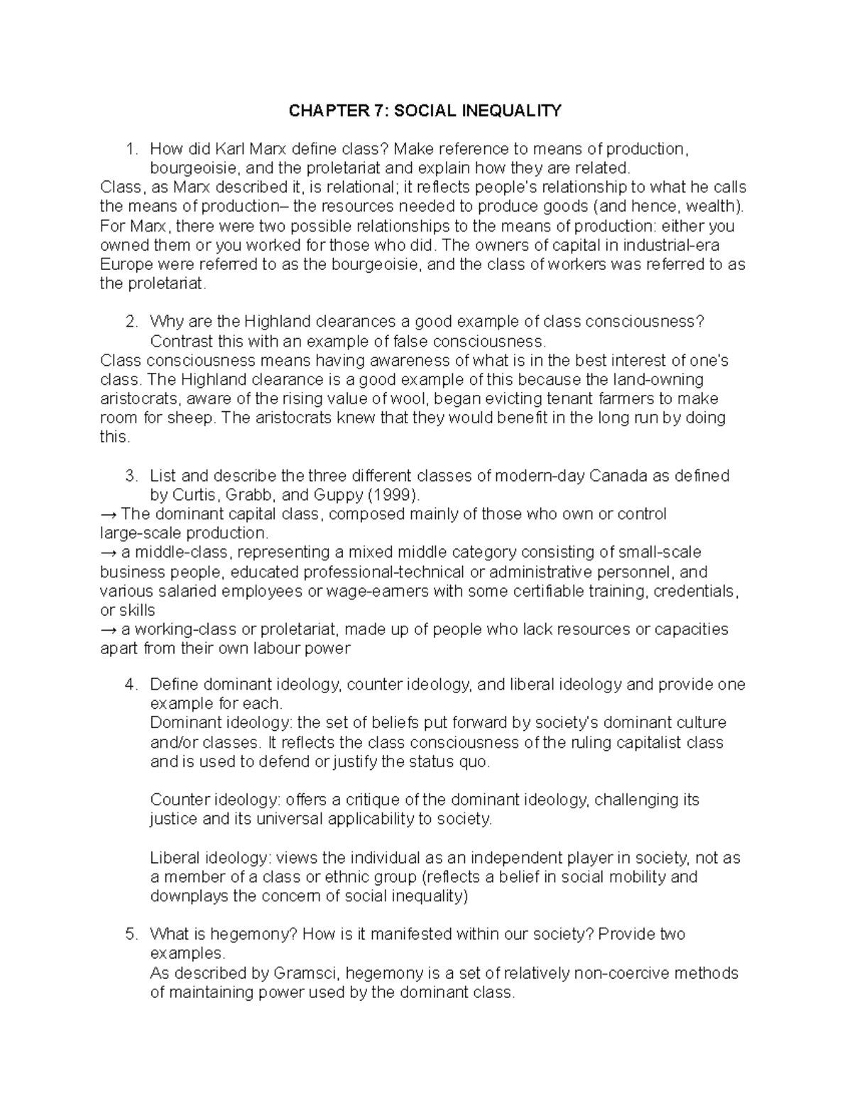 Sociology 1000 Final Exam Study Guide: Social Inequality & More - Studocu