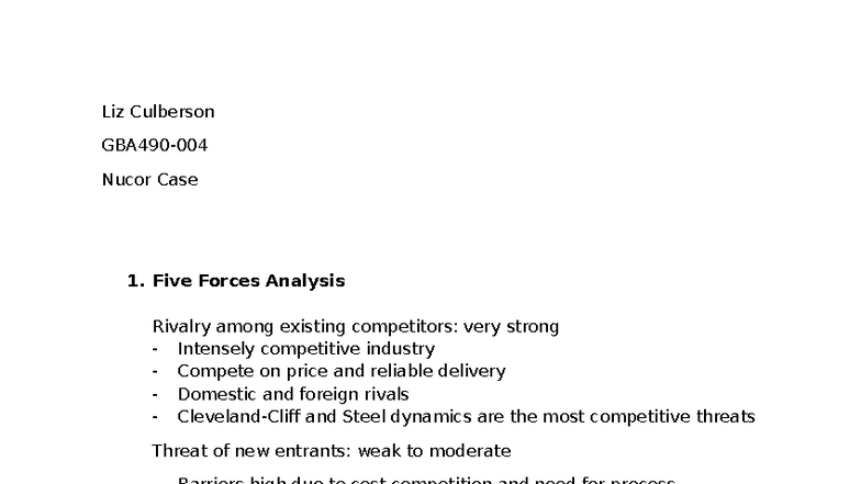 Nucor Case Study (FIN 101): Five Forces Analysis & Strategy Insights ...