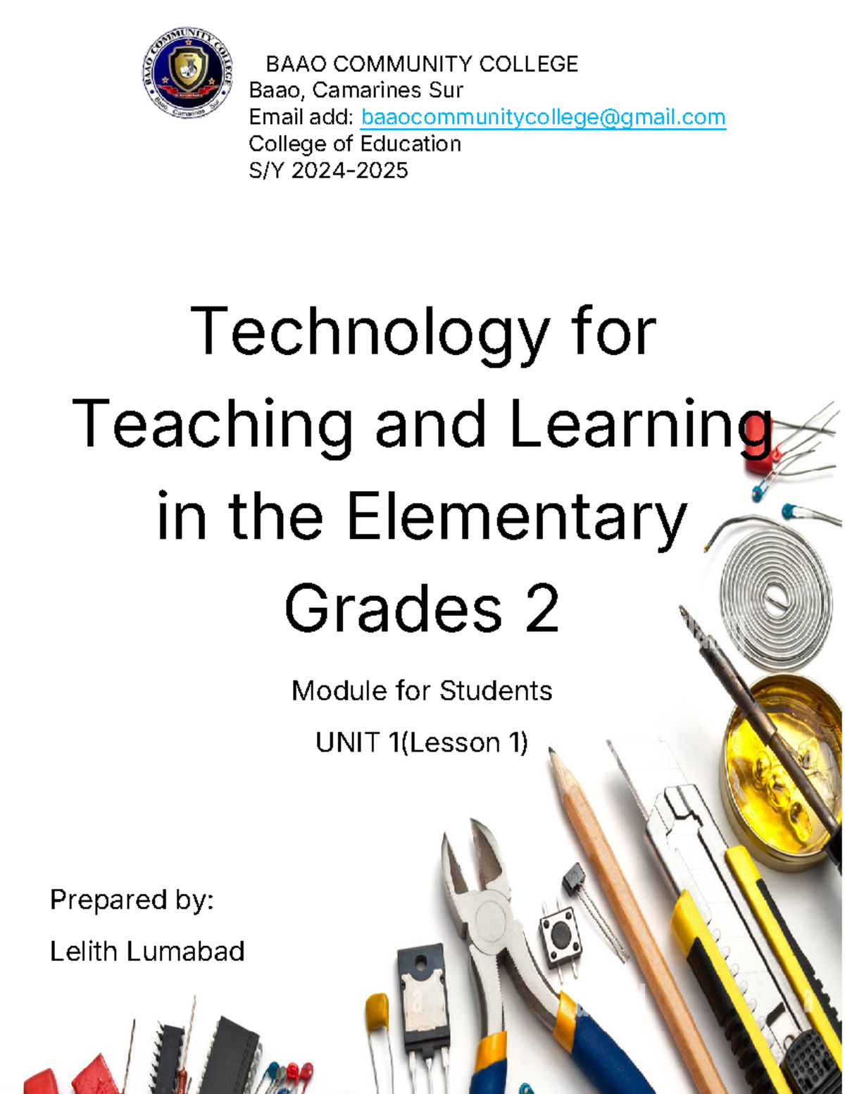 Technology for Teaching & Learning in Elementary Grades 2 - Module 1 ...