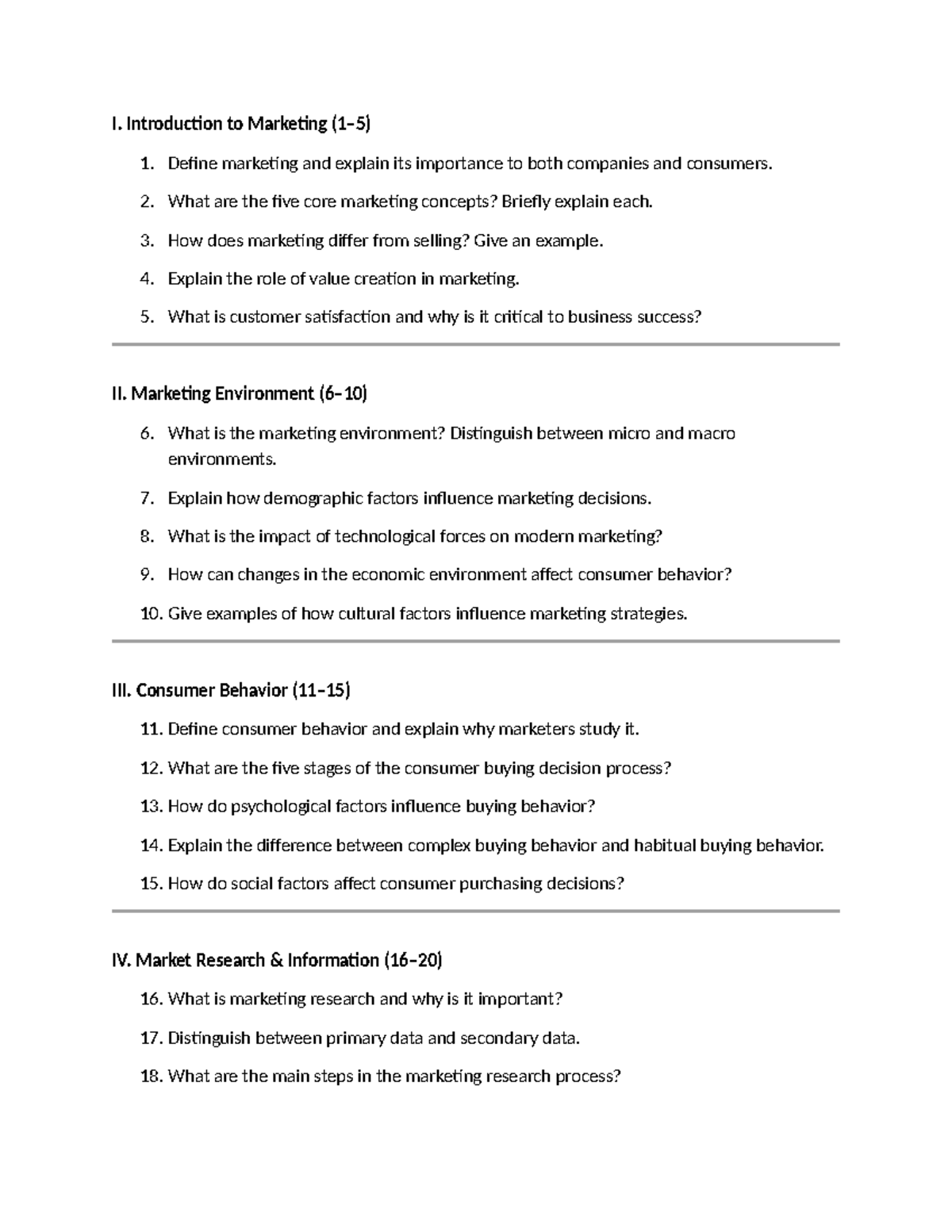 Mkt 101 - Final Exam Practice: Key Marketing Concepts & Strategies ...