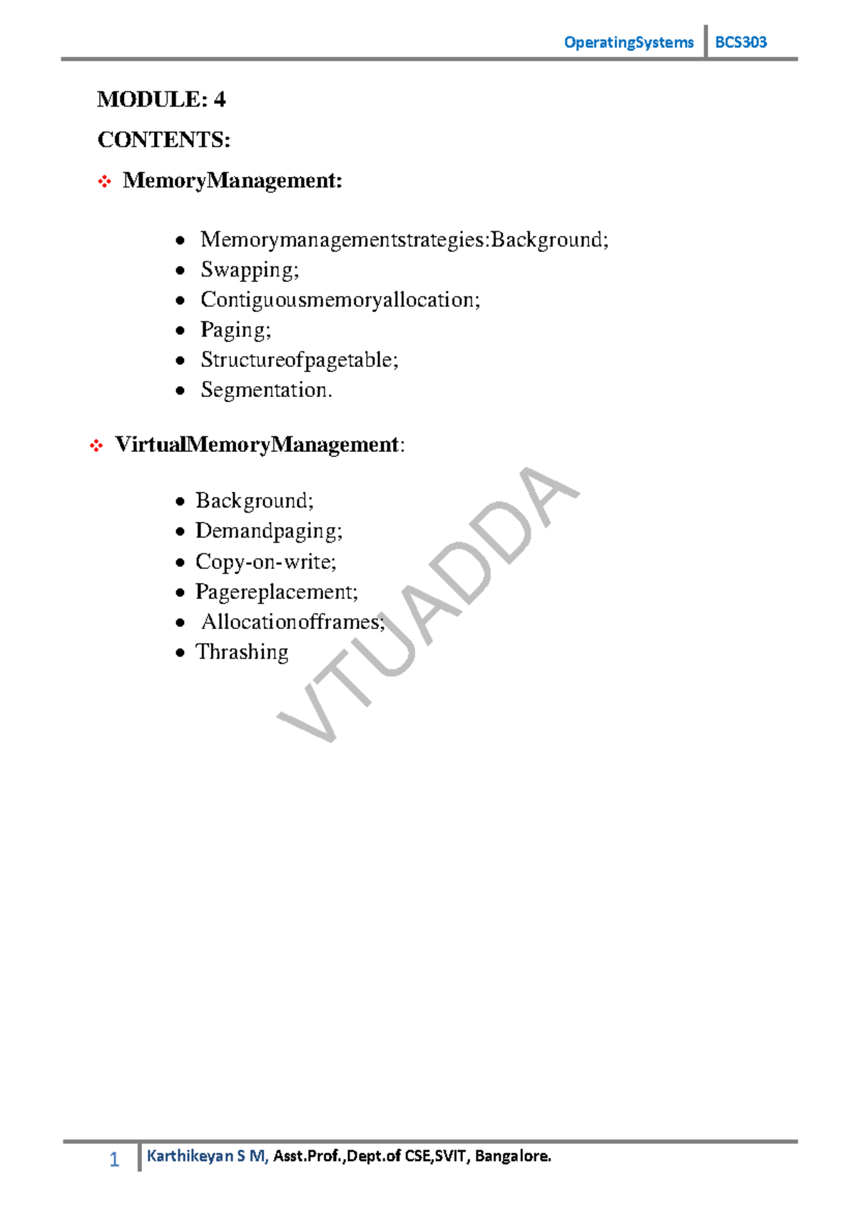 BCS303 Operating Systems Module 4: Memory Management Techniques - Studocu