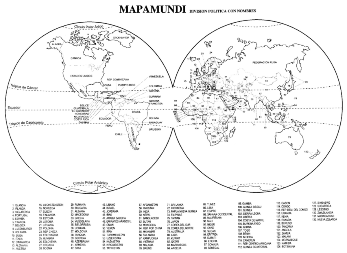 Mapamundi: División Política y Nombres de Países - Studocu