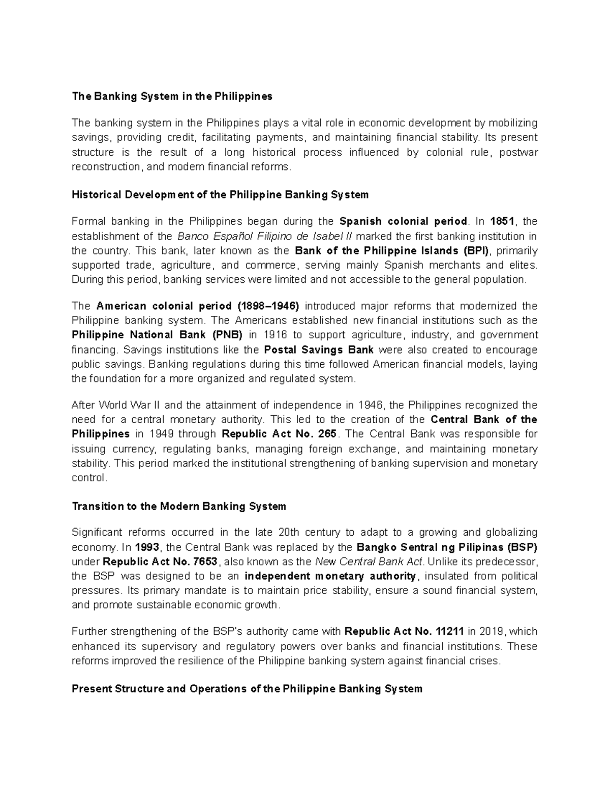 The Philippine Banking System: Historical Development & Modern Reforms ...