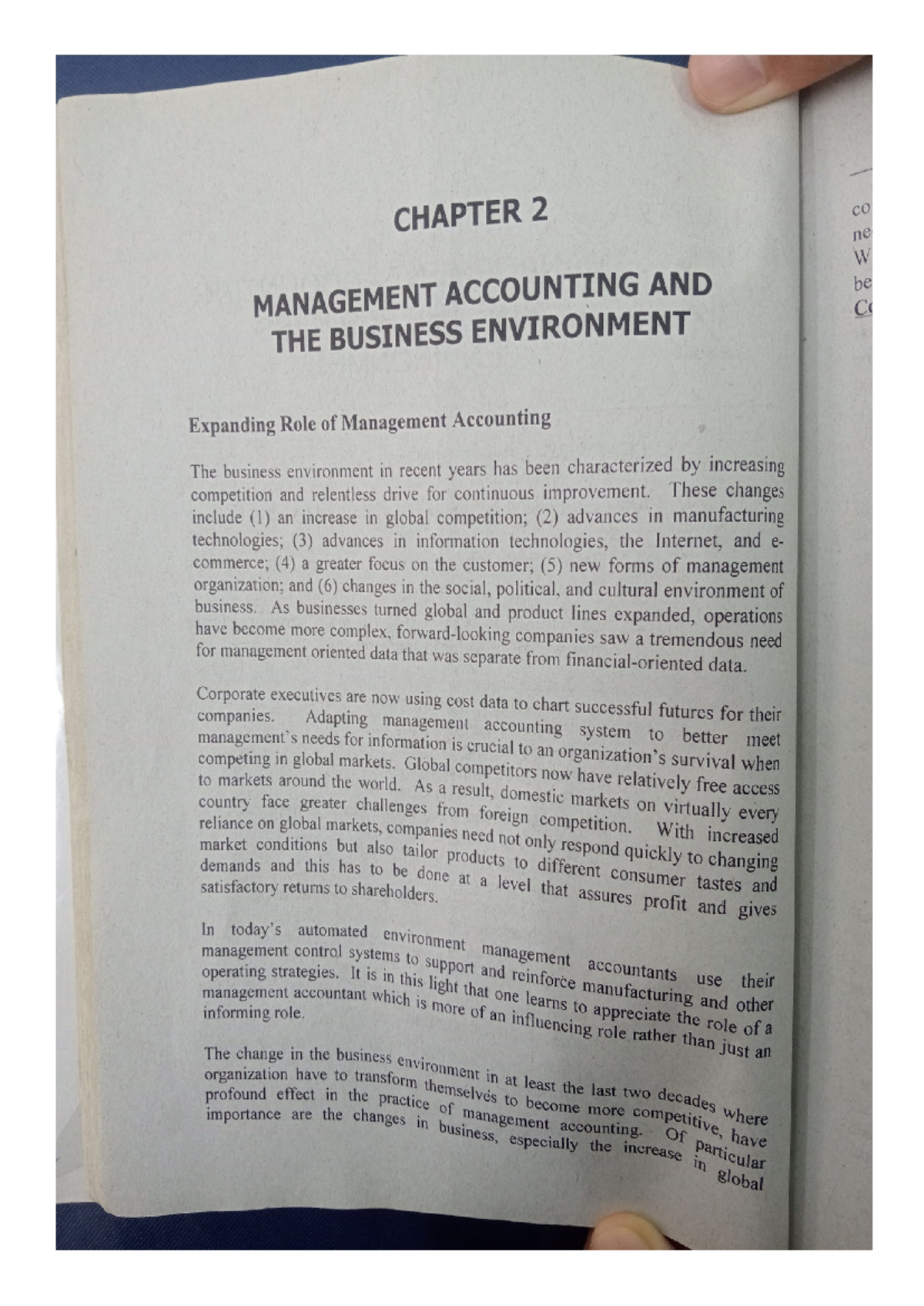 Man Acc Chapter 2 - notes - CHAPTER 2 MANAGEMENT ACCOUNTING AND THE ...