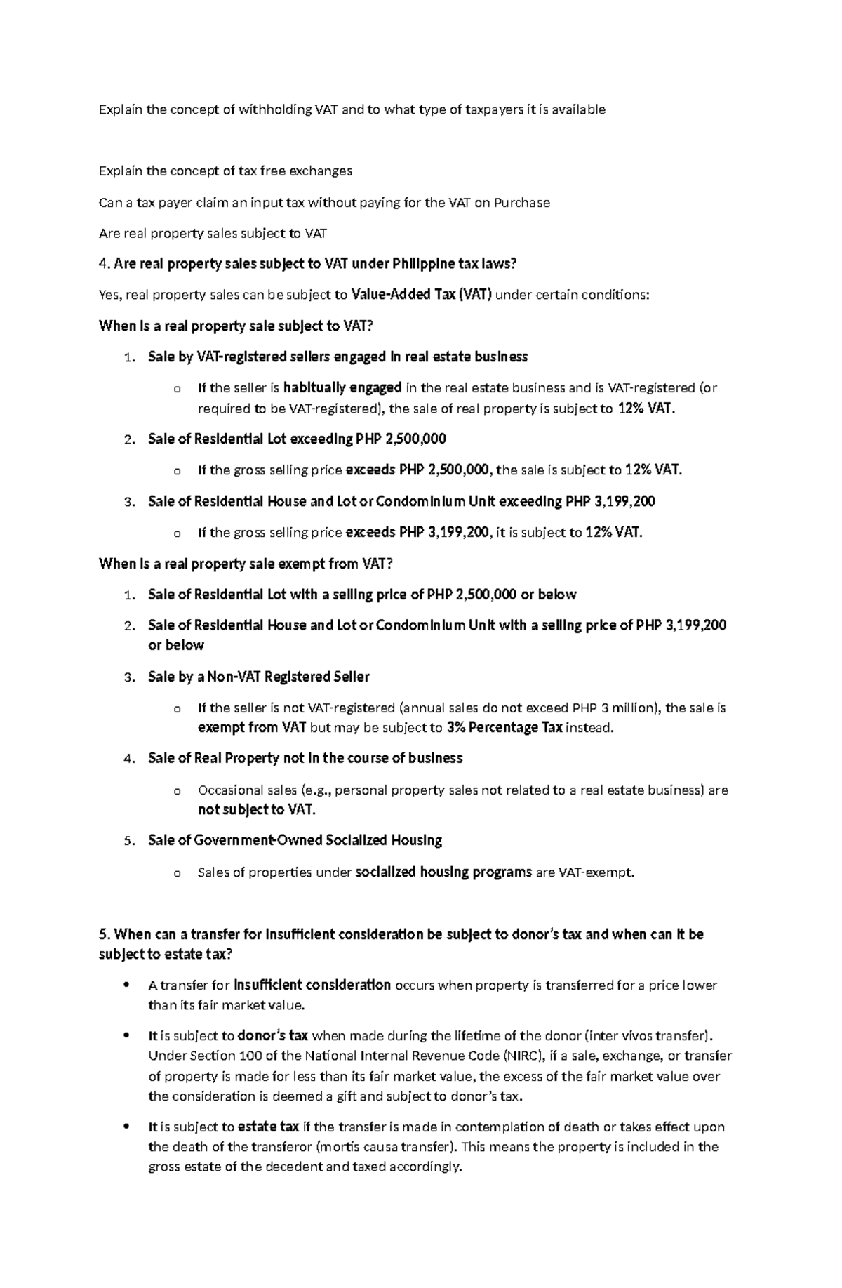Tax assisgnment 4-7 - TAX - Explain the concept of withholding VAT and ...