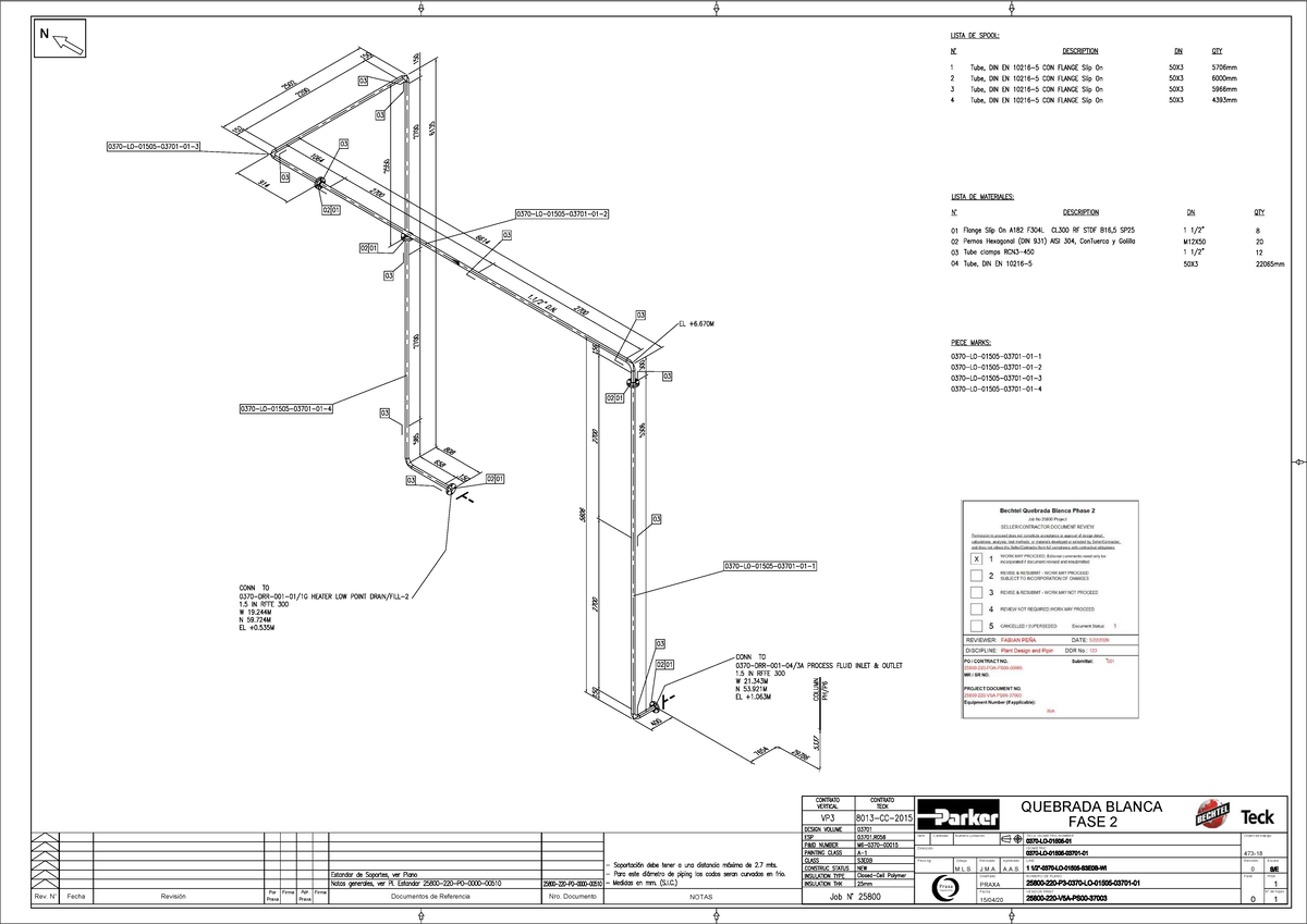 N QUEBRADA BLANCA FASE 2 - TECK ISOMETRIC NUMBER Document Overview ...