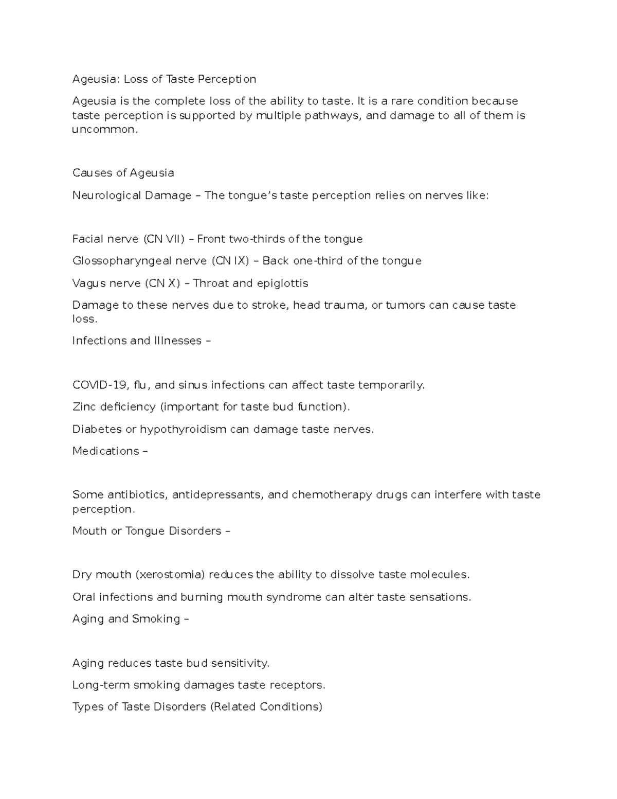 WHAT IS AGEUSIA - Ageusia: Loss of Taste Perception Ageusia is the ...